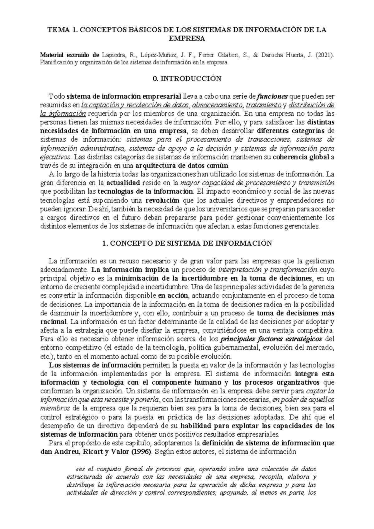 TEMA 1. Conceptos BÁ Sicos DE LOS Sistemas DE InformacióN DE LA Empresa - TEMA 1. CONCEPTOS ...