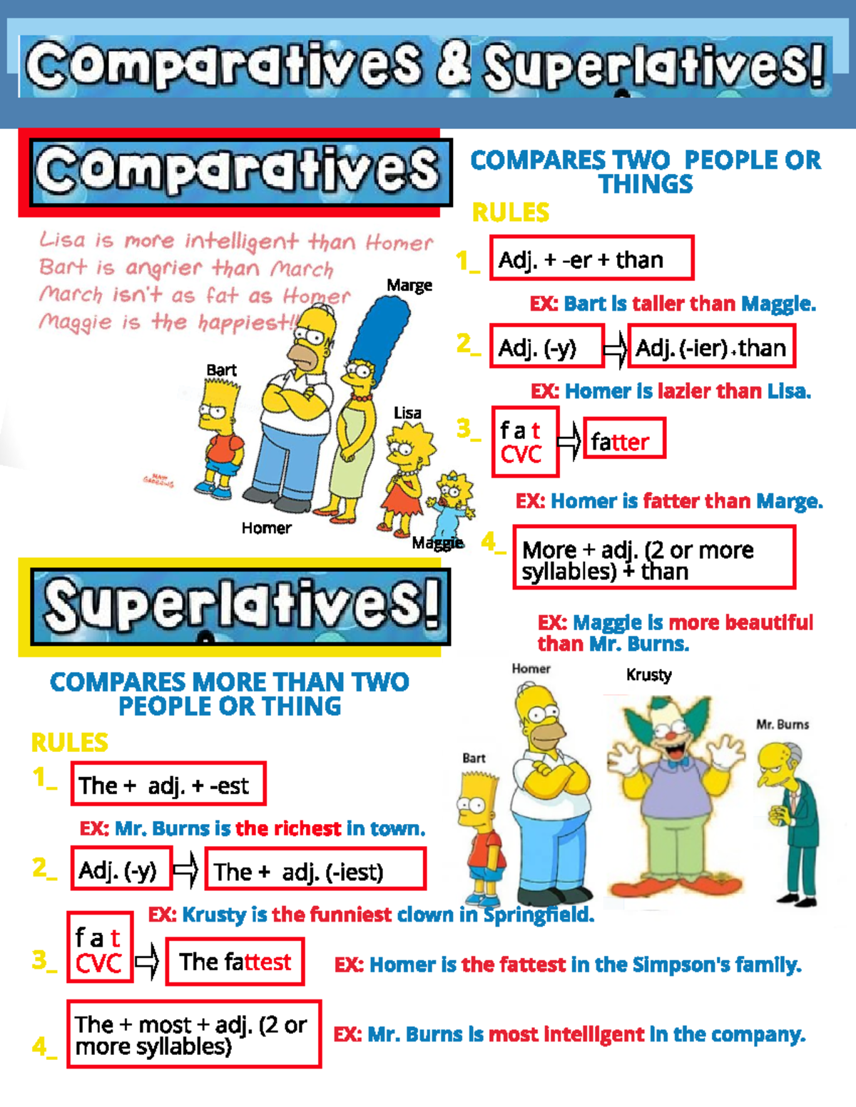 Flyers Comparative and Superlative - COM PARES TWO PEOPLE OR THIN GS ...