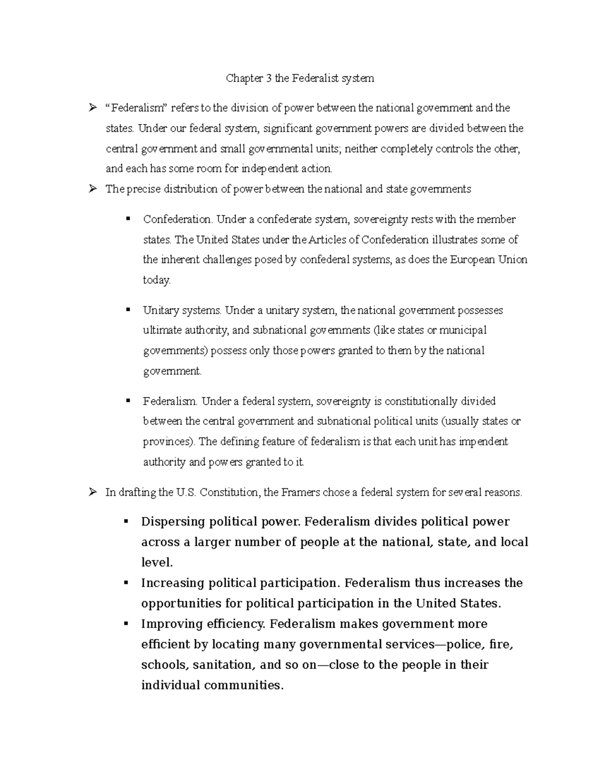 Chapter 3 the Federalist system chapter notes POS1041 - Chapter 3 the ...
