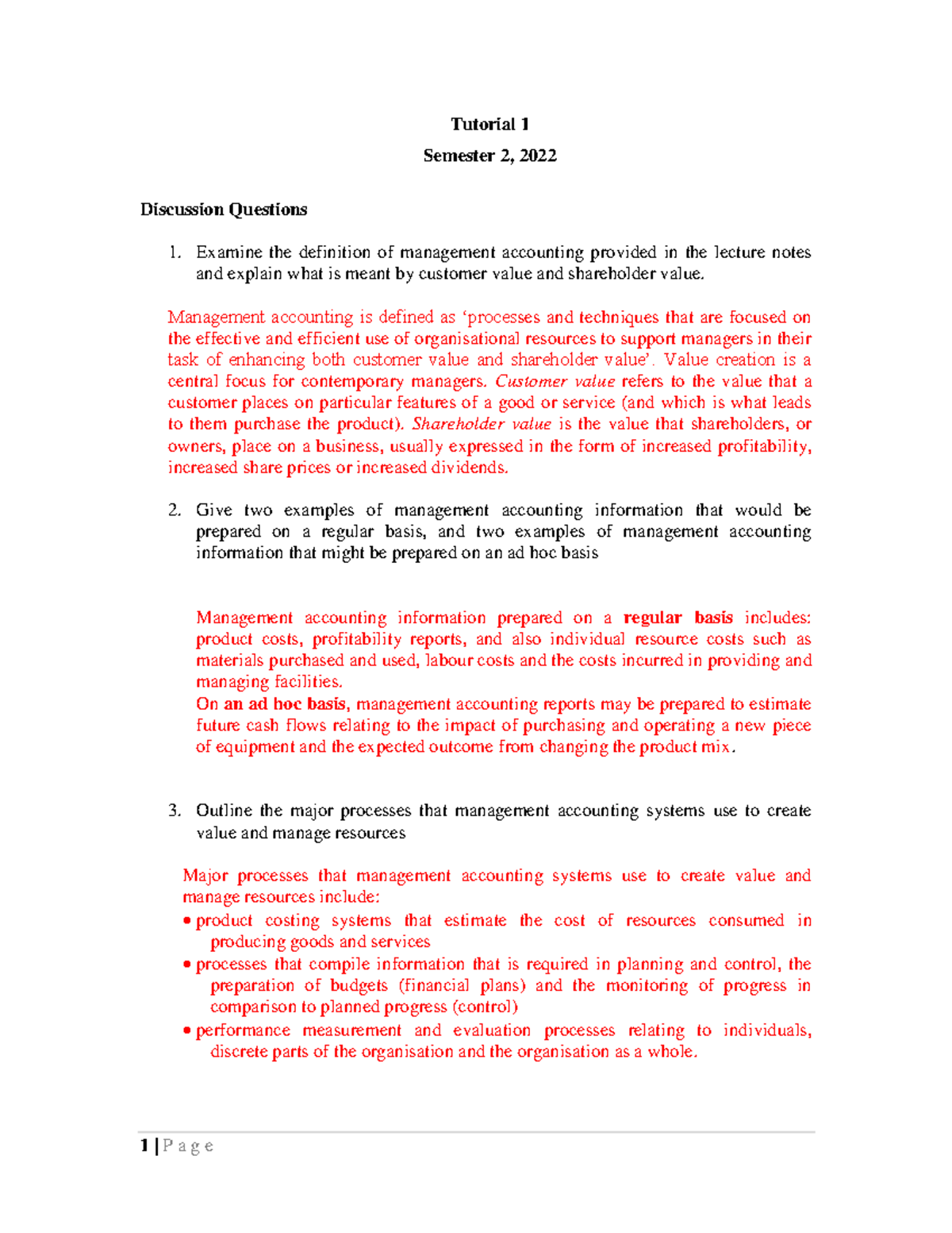 Tutorial 1 - Solution - Acc502 - Tutorial 1 Semester 2, 2022 Discussion ...