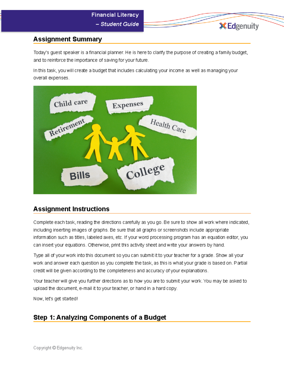 performance task financial literacy - Financial Literacy Student Guide ...