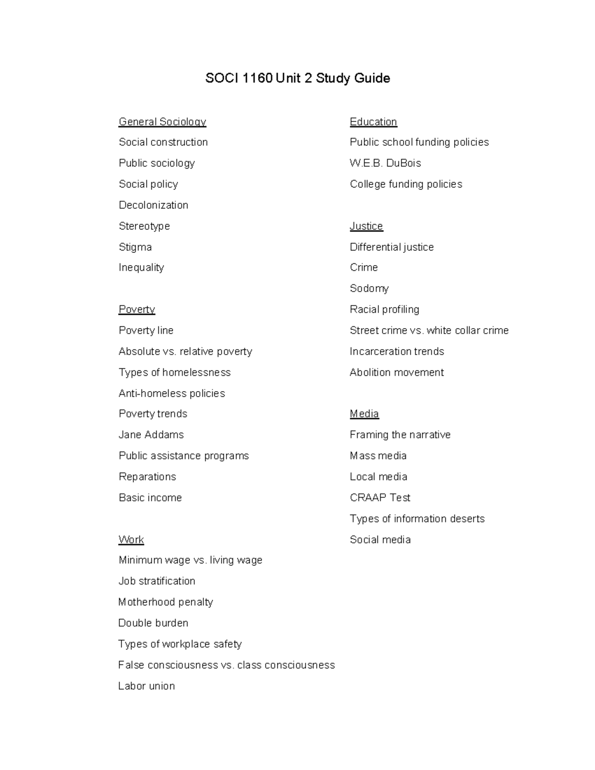 Exam Unit 2 Study Guide including Immigration - SOCI 1160 Unit 2 Study ...