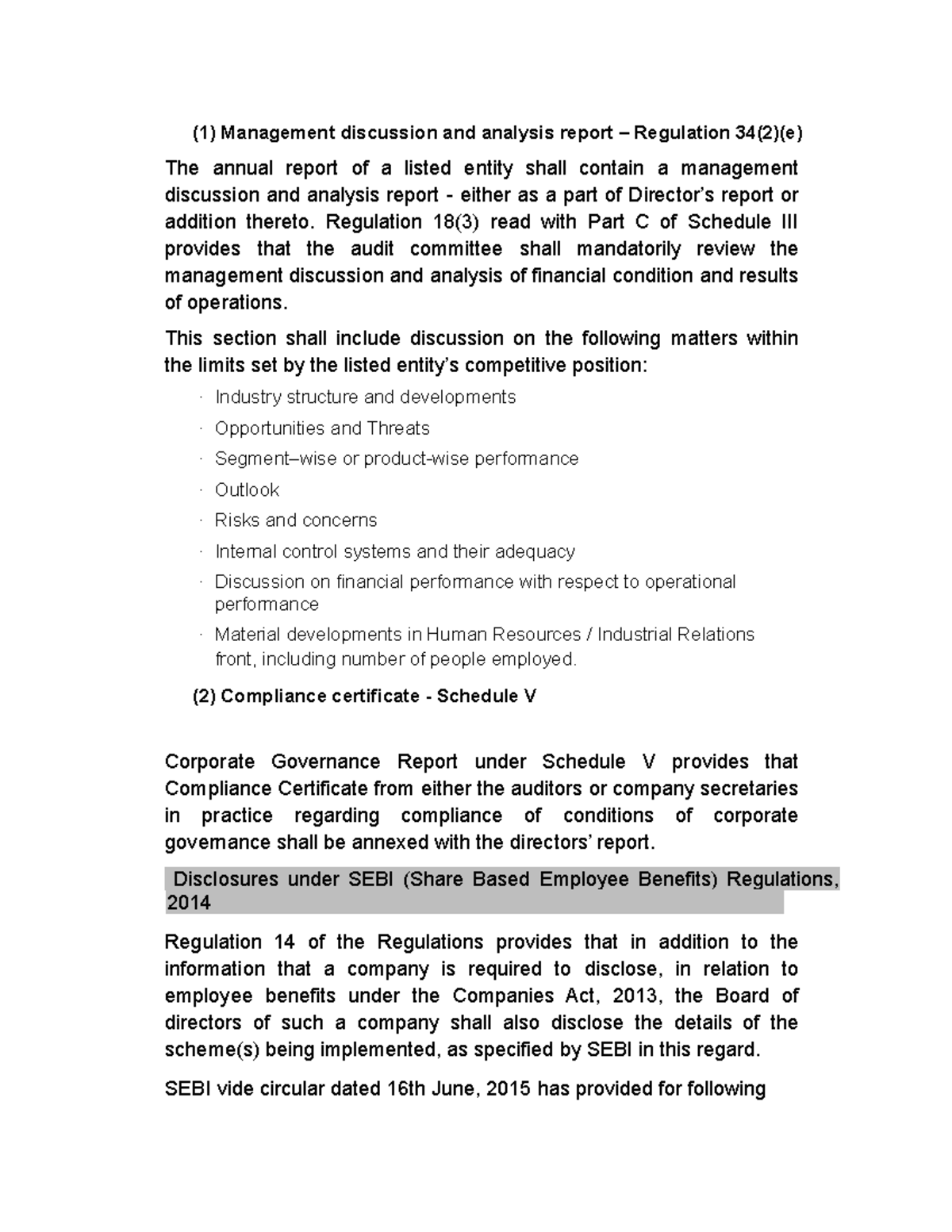 Board’s Report and Disclosures Part 4 - (1) Management discussion and ...