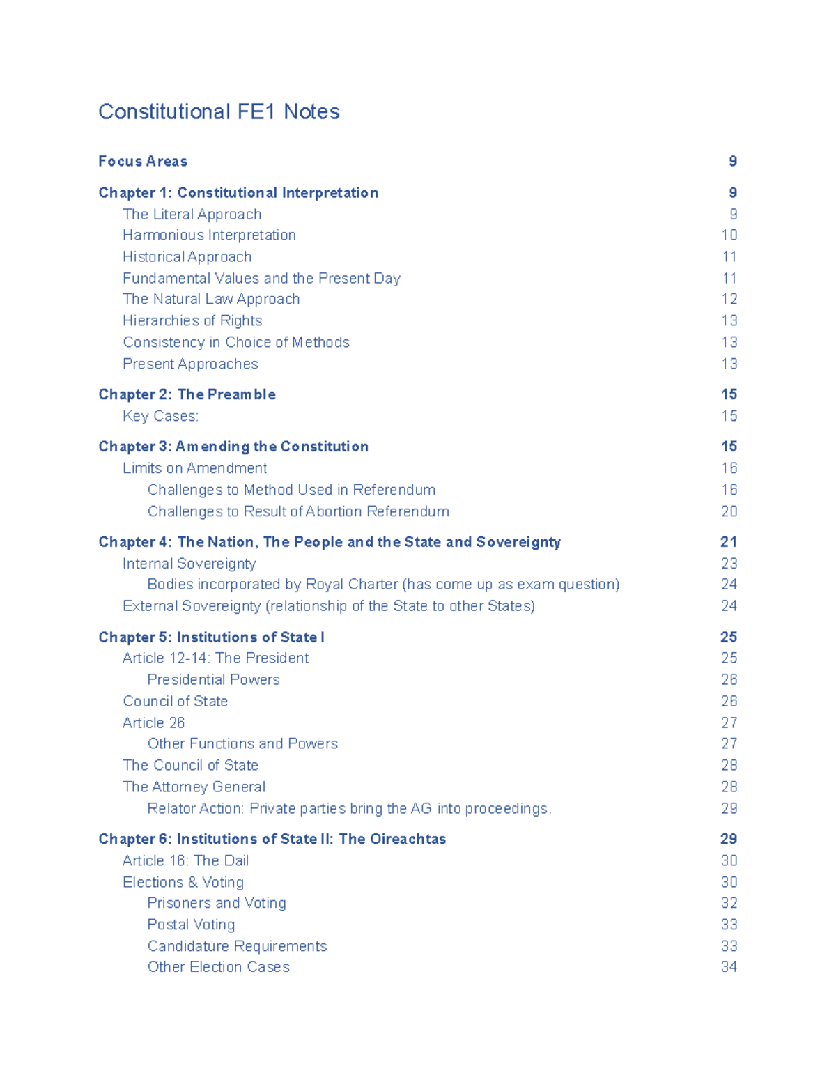 Constitutional Law - Constitutional FE1 Notes Focus Areas Chapter 1 ...