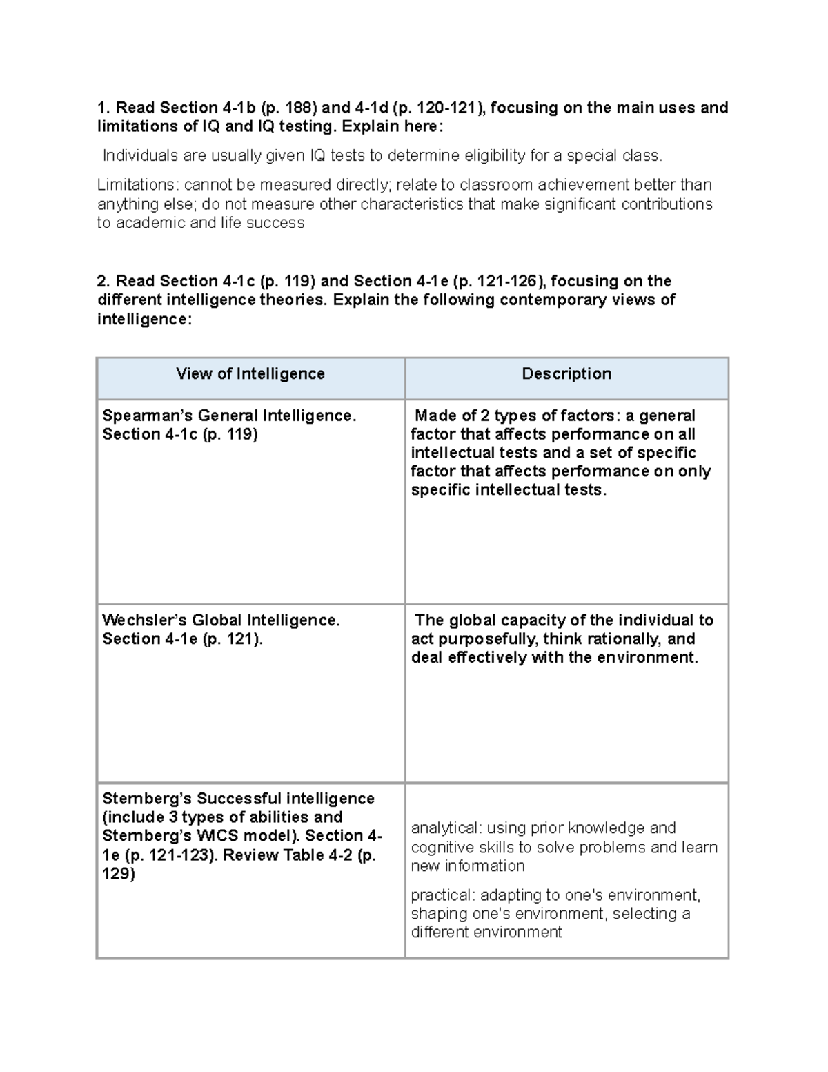 Chapter 4 - Section 4-1e (p. 121-126), focusing on the different ...