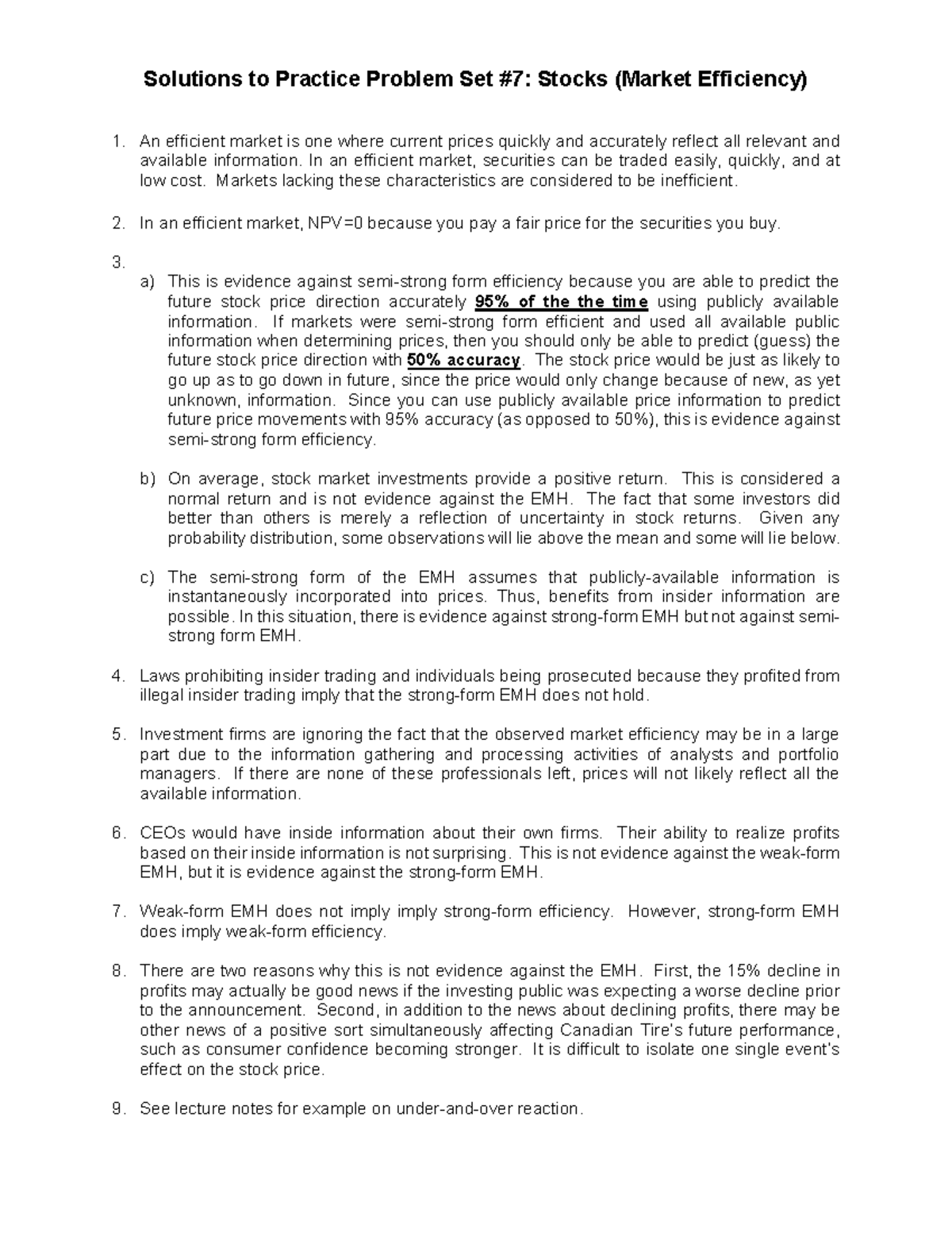 5. Stocks II (Market Efficiency) - solutions - Solutions to Practice ...