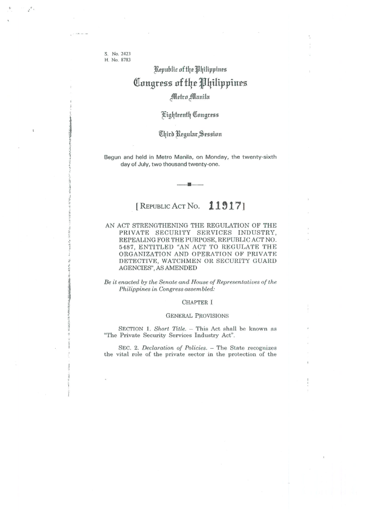 RA 11917 - lecture - Bachelor of science in Criminology - Studocu