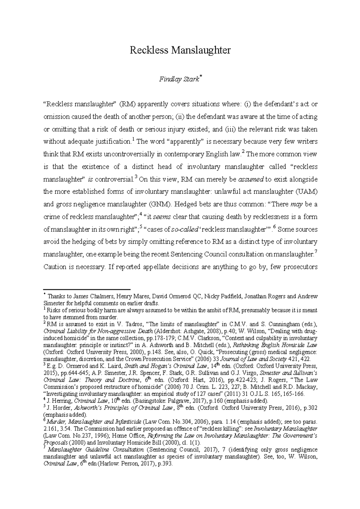 Reckless Manslaughter - Repository Version - Reckless Manslaughter ...