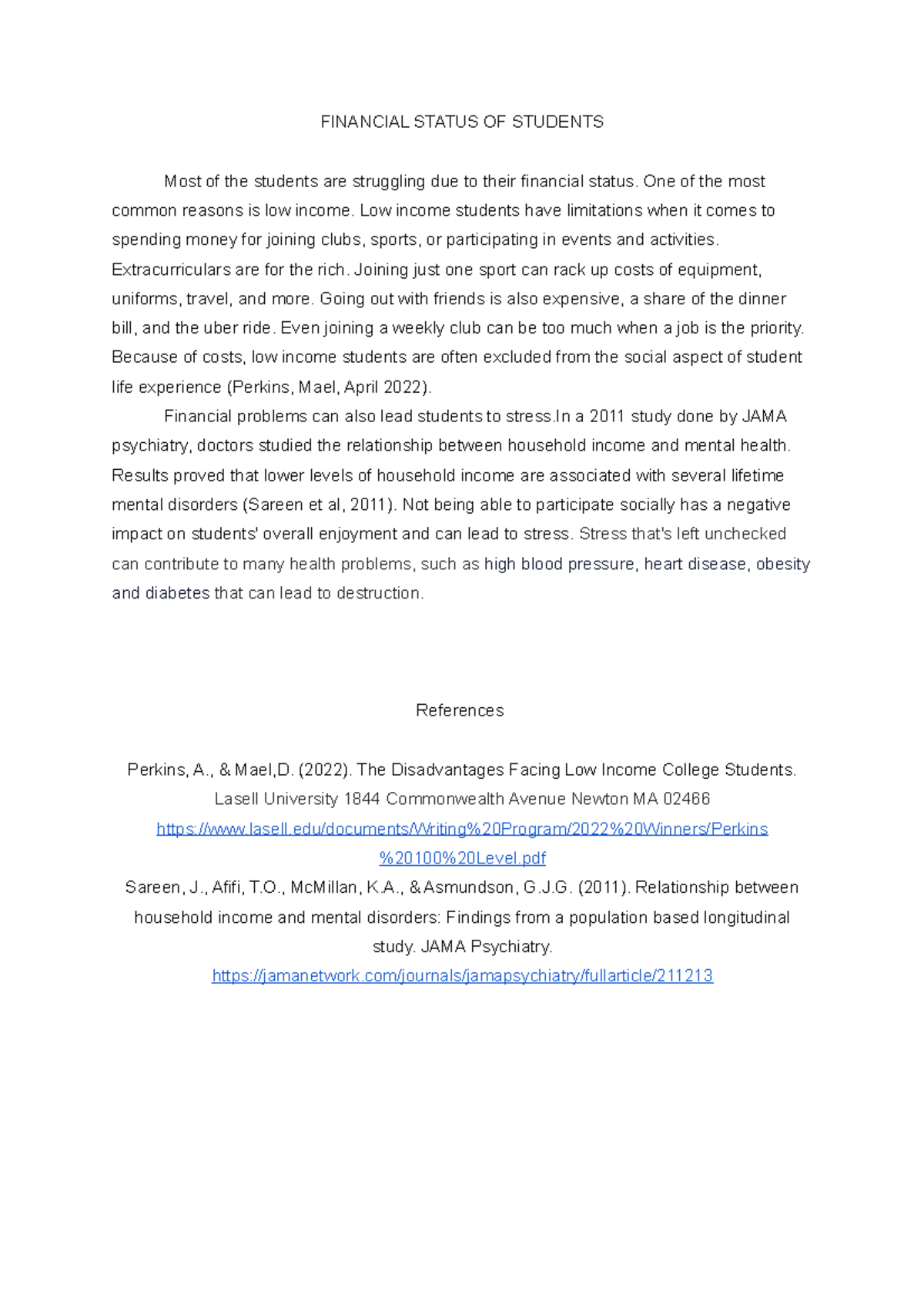 PR1.financial.status - FINANCIAL STATUS OF STUDENTS Most of the ...