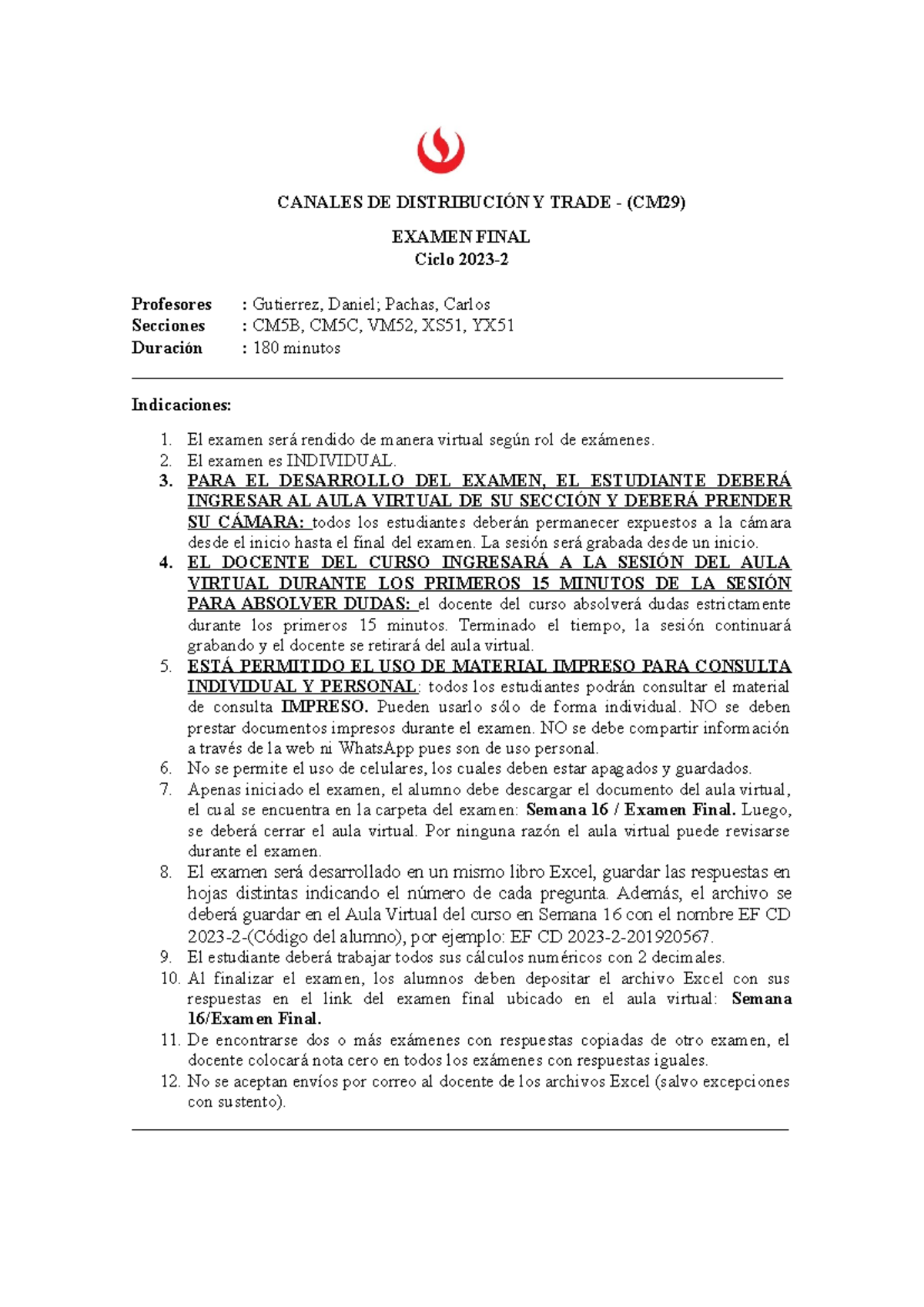 Canales de Distribucion y Trade Examen Final 2023 2 - CANALES DE ...