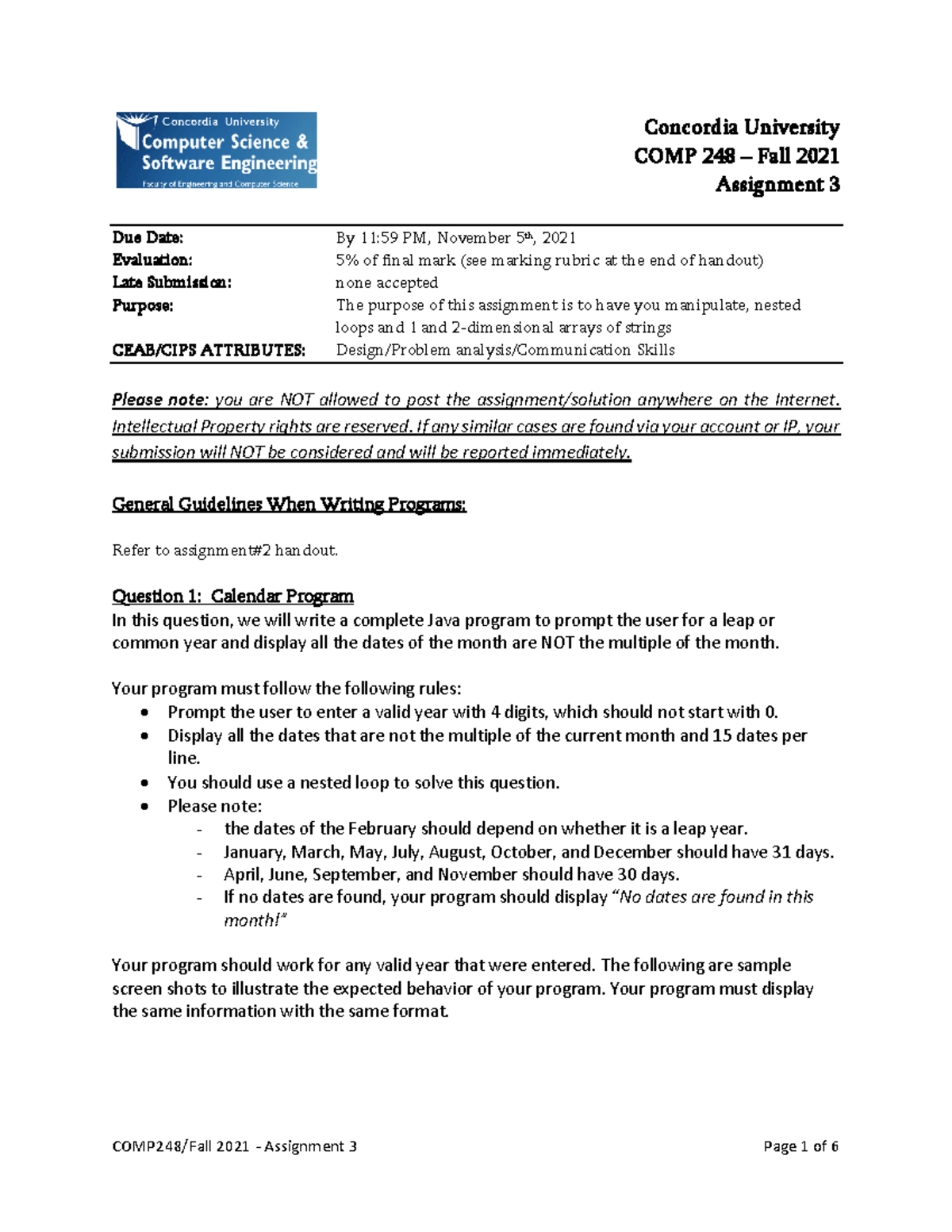 Assignment 3 - Handout - Concordia University COMP 2 48 – Fall 2021 Assignment 3 Due Date: By 11 ...