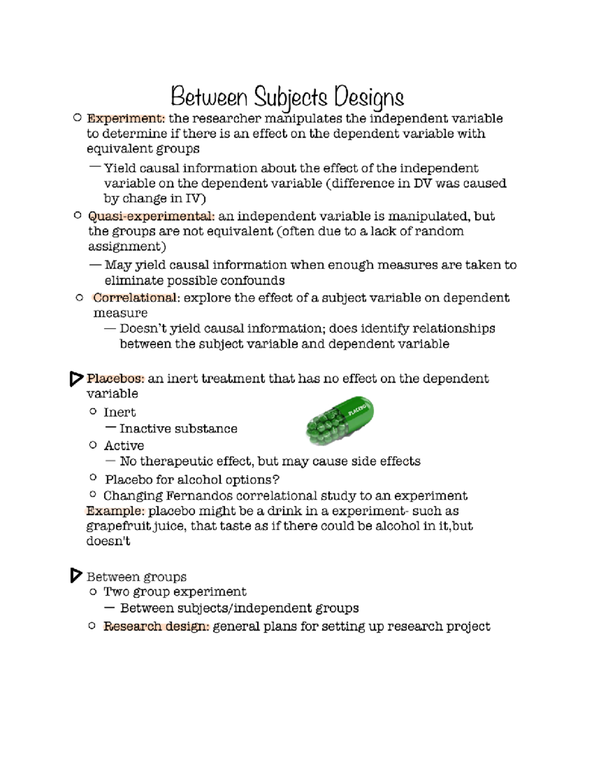 Between Subject Design - PSY215 - Studocu