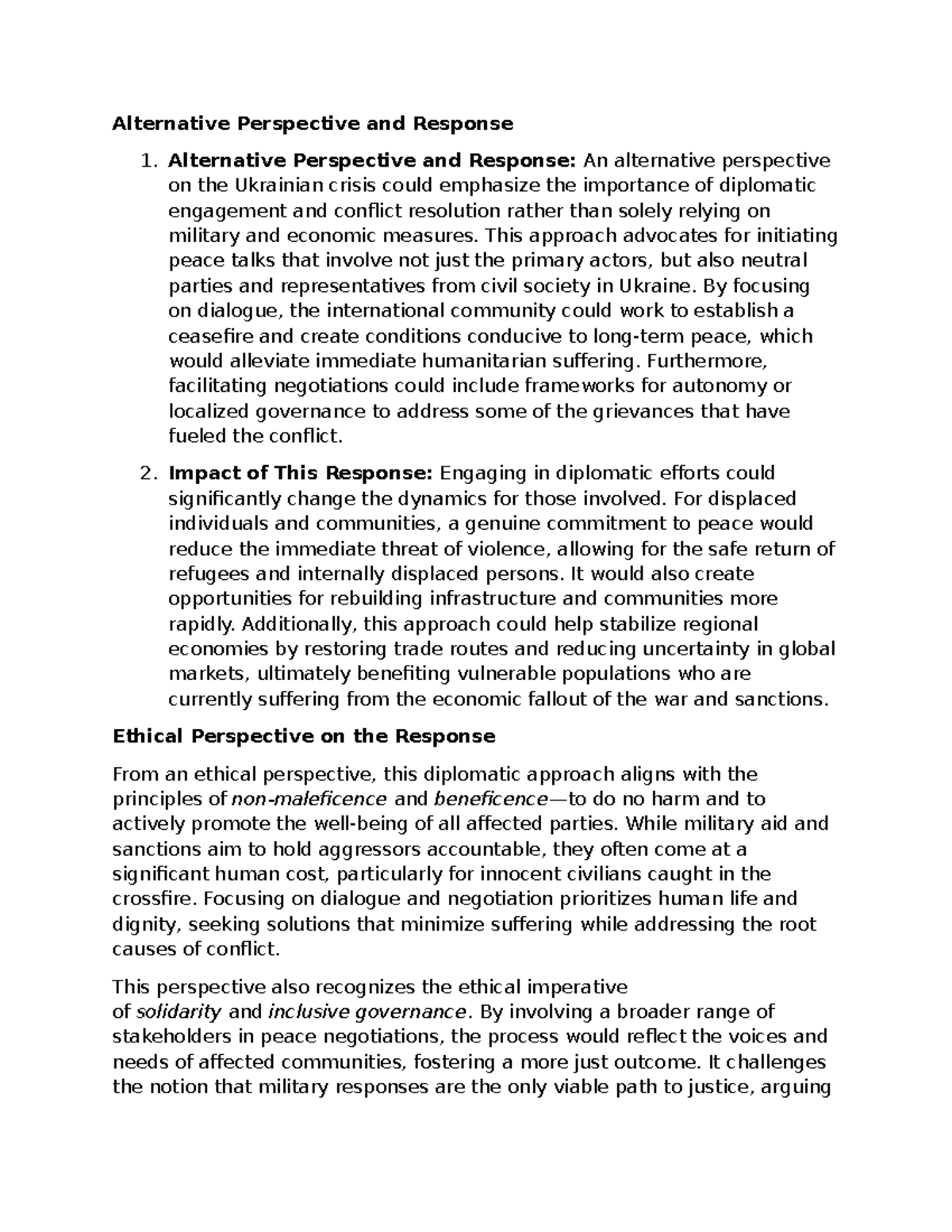 W4 218 - DISCUSSION - Alternative Perspective and Response 1 ...