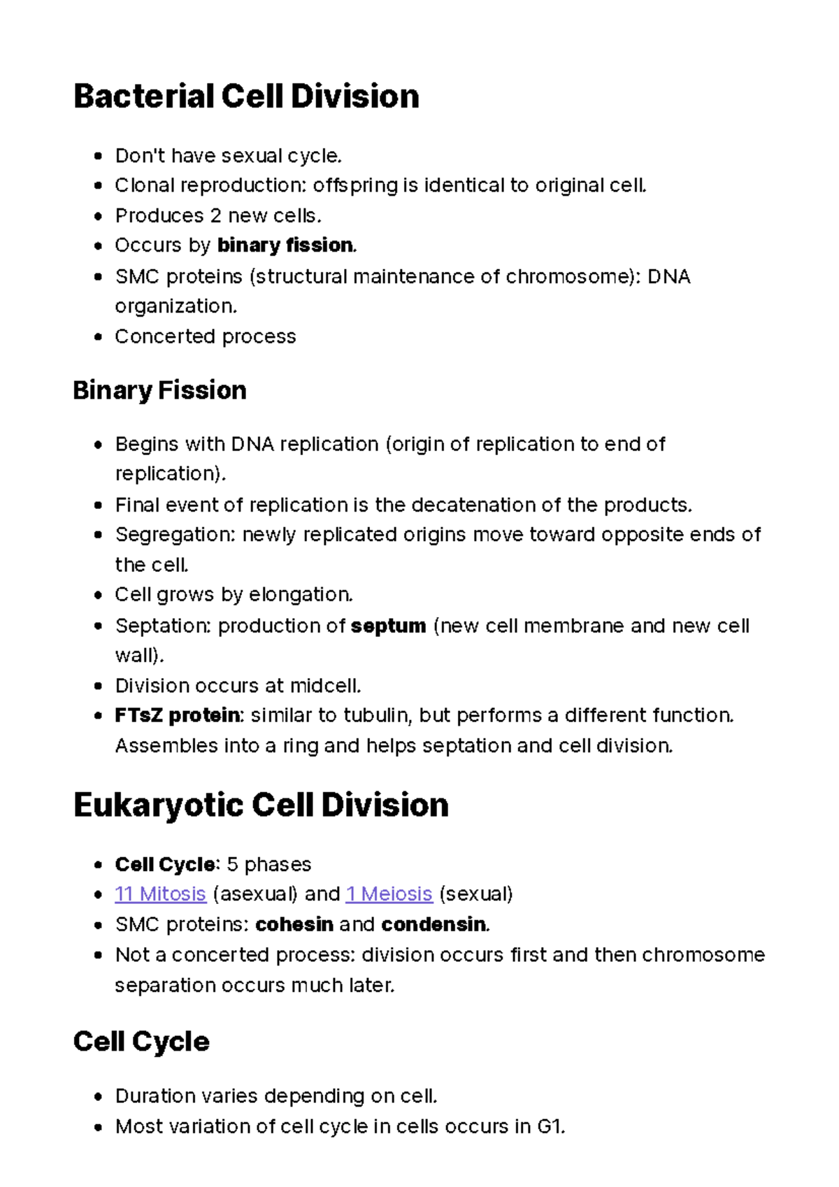 Cell Division - BIOL 1081 - Bacterial Cell Division Don't have sexual ...