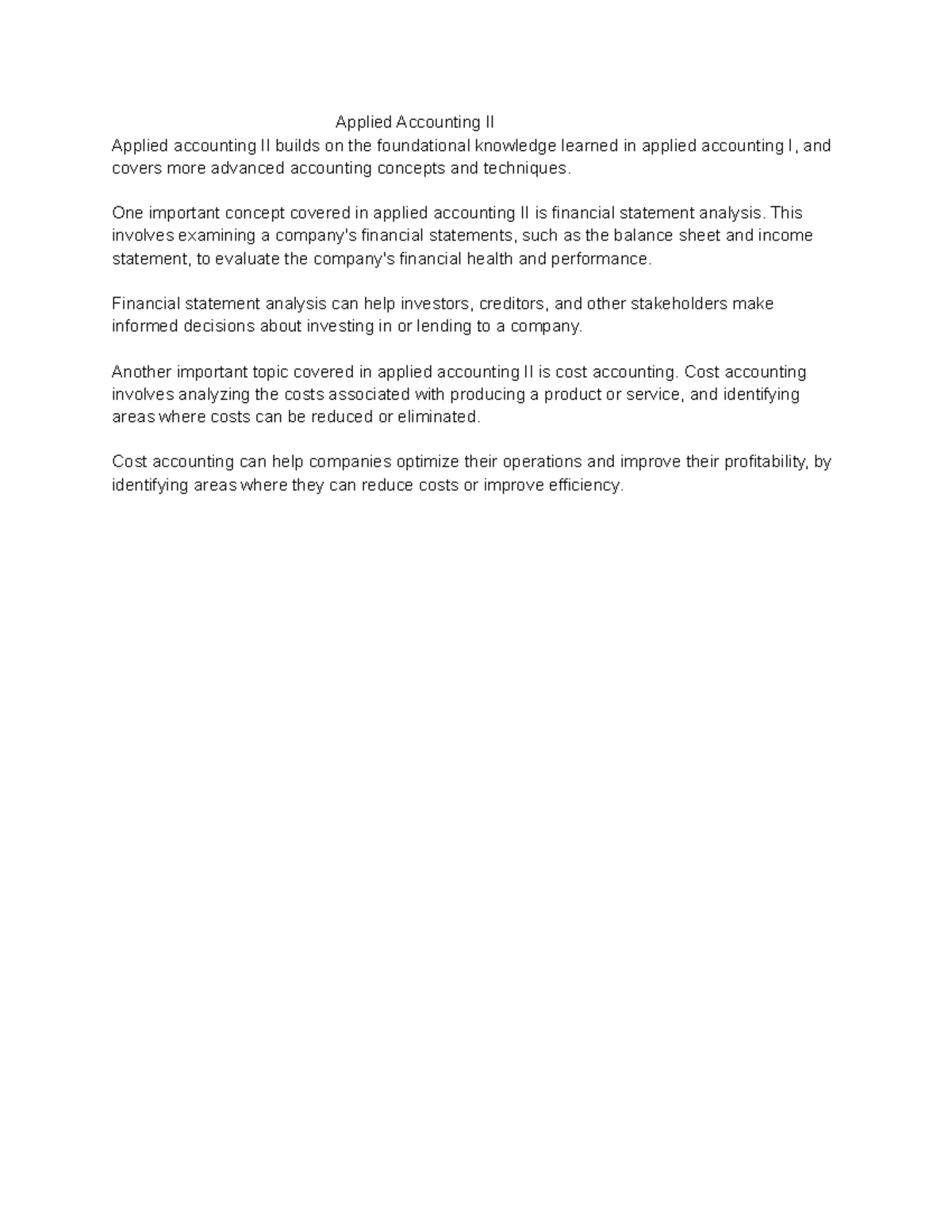 Applied Accounting II notes - Applied Accounting II Applied accounting ...