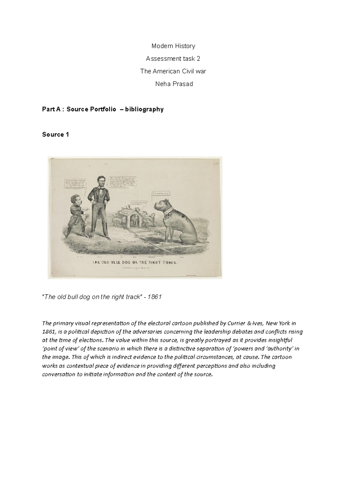 Part A- source annotation 2 - Modern History Assessment task 2 The ...