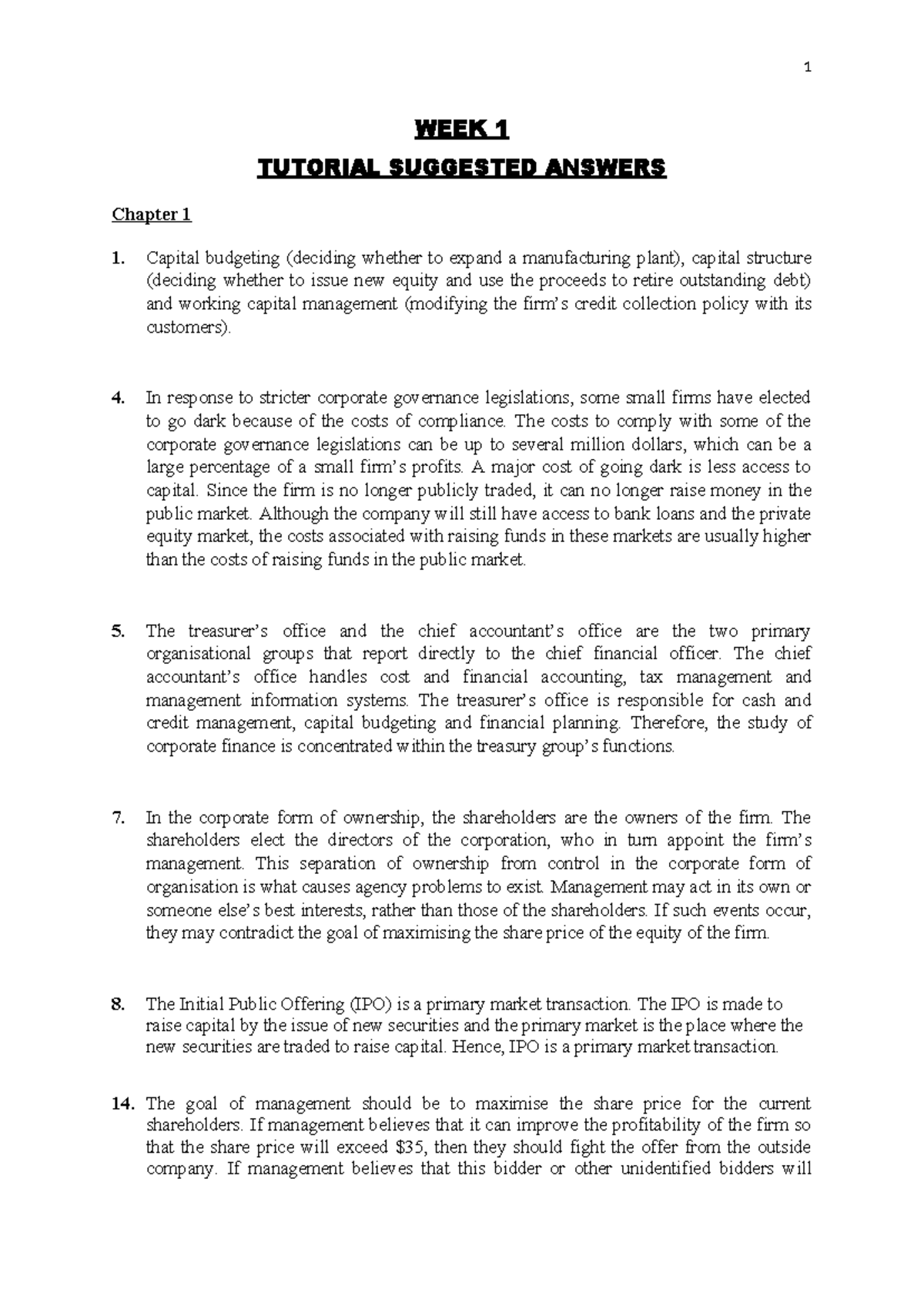 Week 1 (Ch1) - Tutotorial Questions - 1 WEEK 1 TUTORIAL SUGGESTED ...