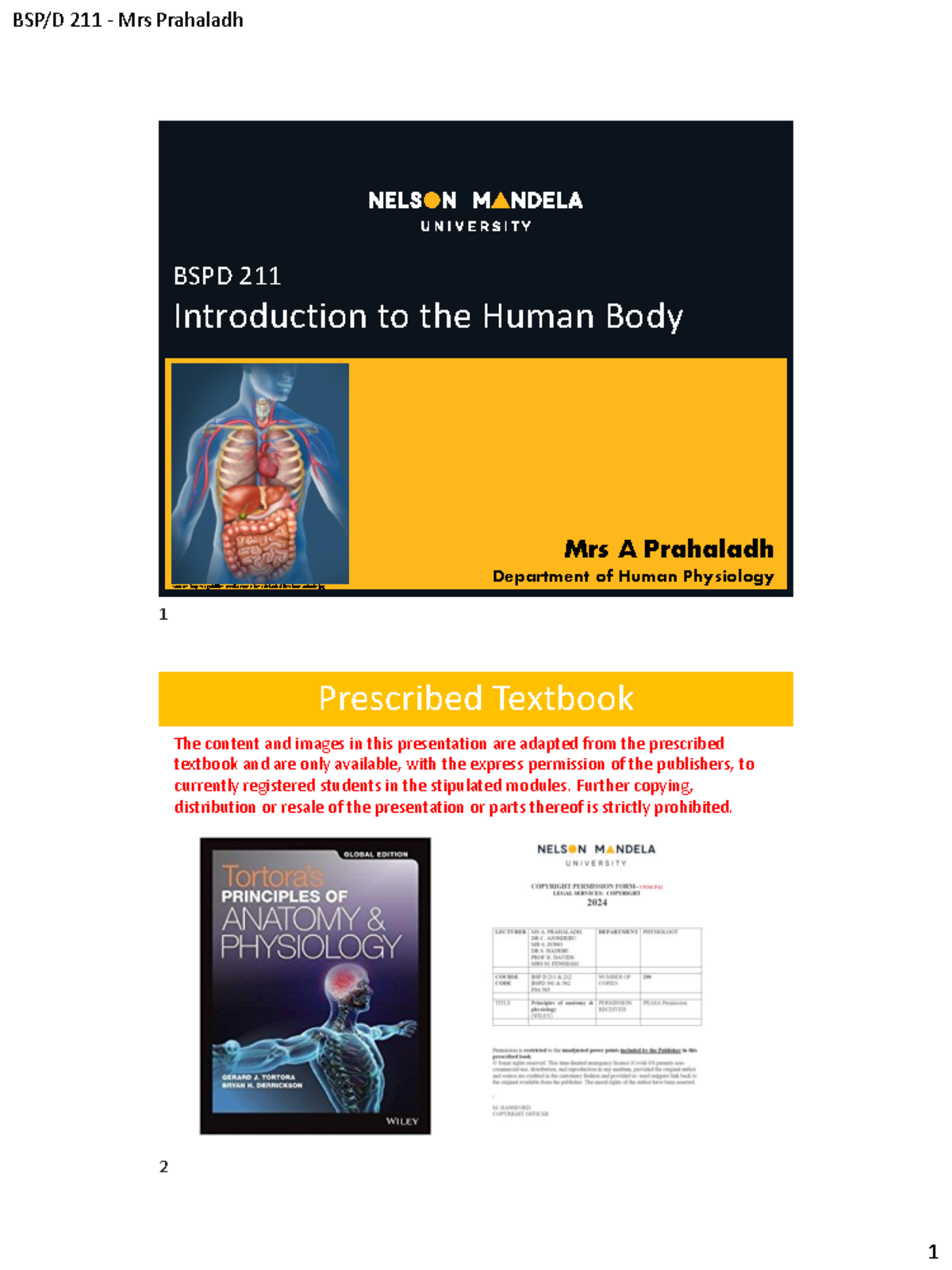 BSPD 211 Introduction to Human Body 2024 ...