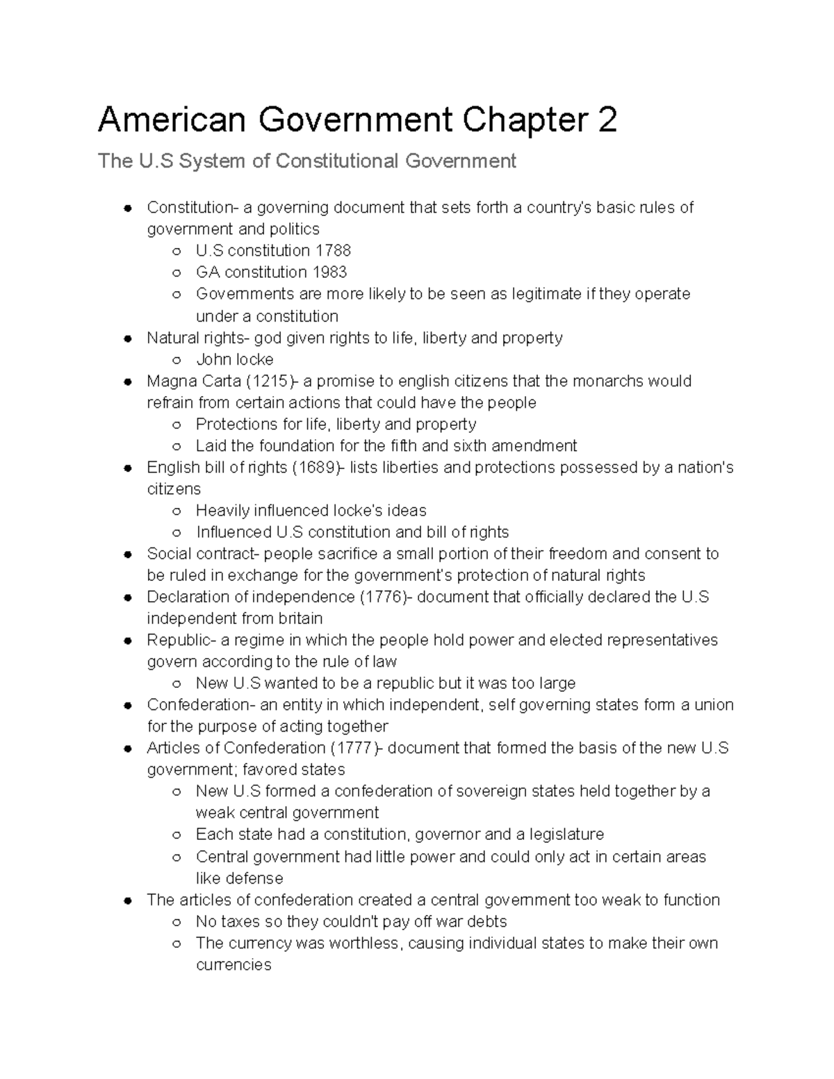American Government Chapter 2 - It could only request money from the ...