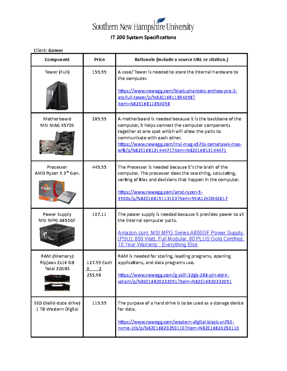 2-1 Activity constructing a computer System (Gaming) - IT200 - SNHU - Studocu