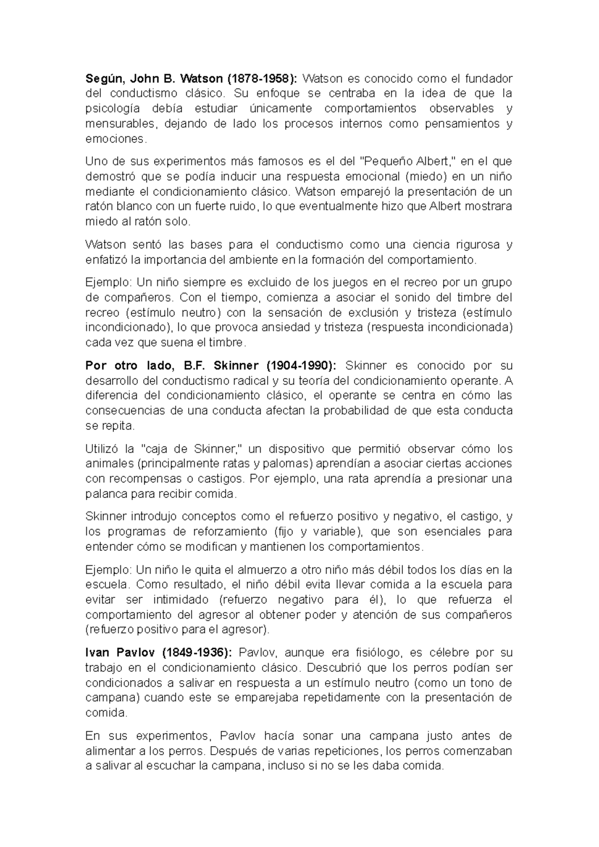 Fatima - acslmic - Según, John B. Watson (1878-1958): Watson es ...