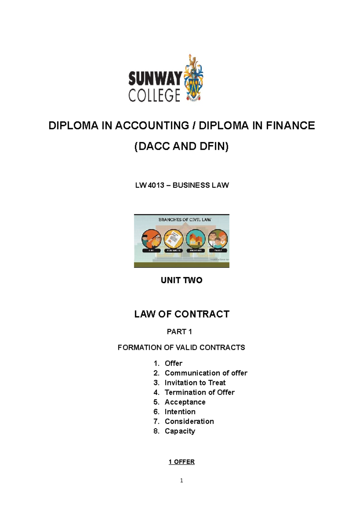 Unit 2 Contract Business Law 1 Studocu
