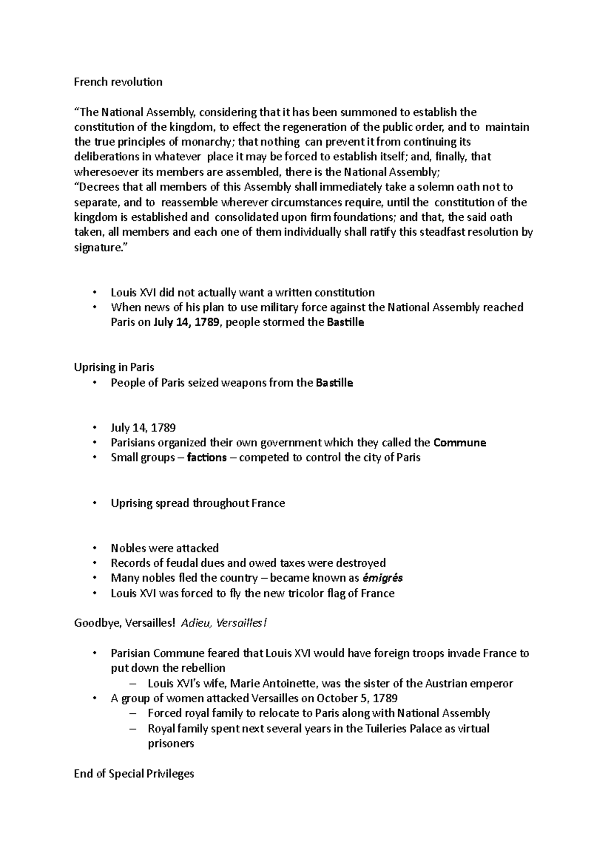 76 - french revolution lecture notes - French revolution “The National ...