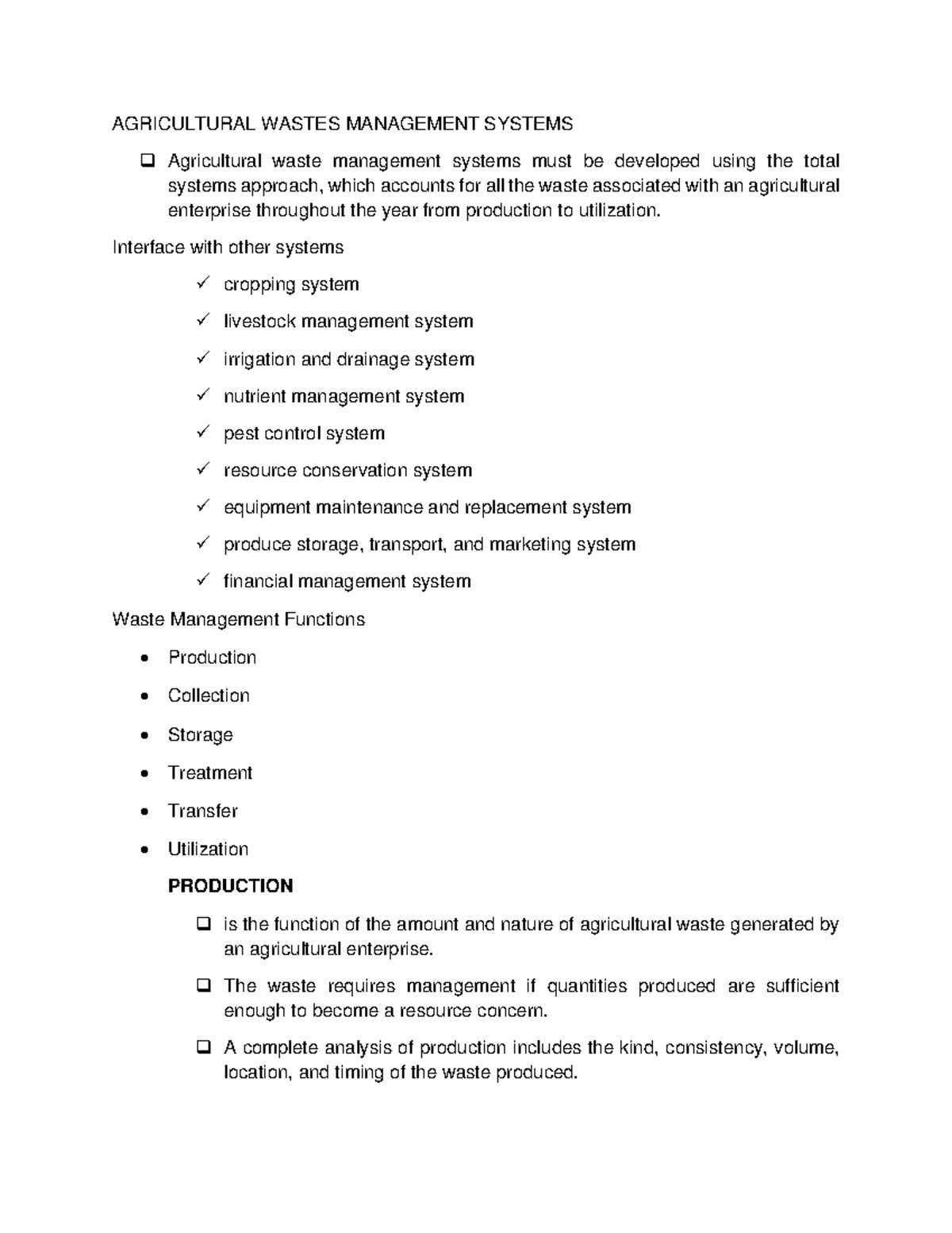 Agricultural Wastes Management Systems 112450 - AGRICULTURAL WASTES ...