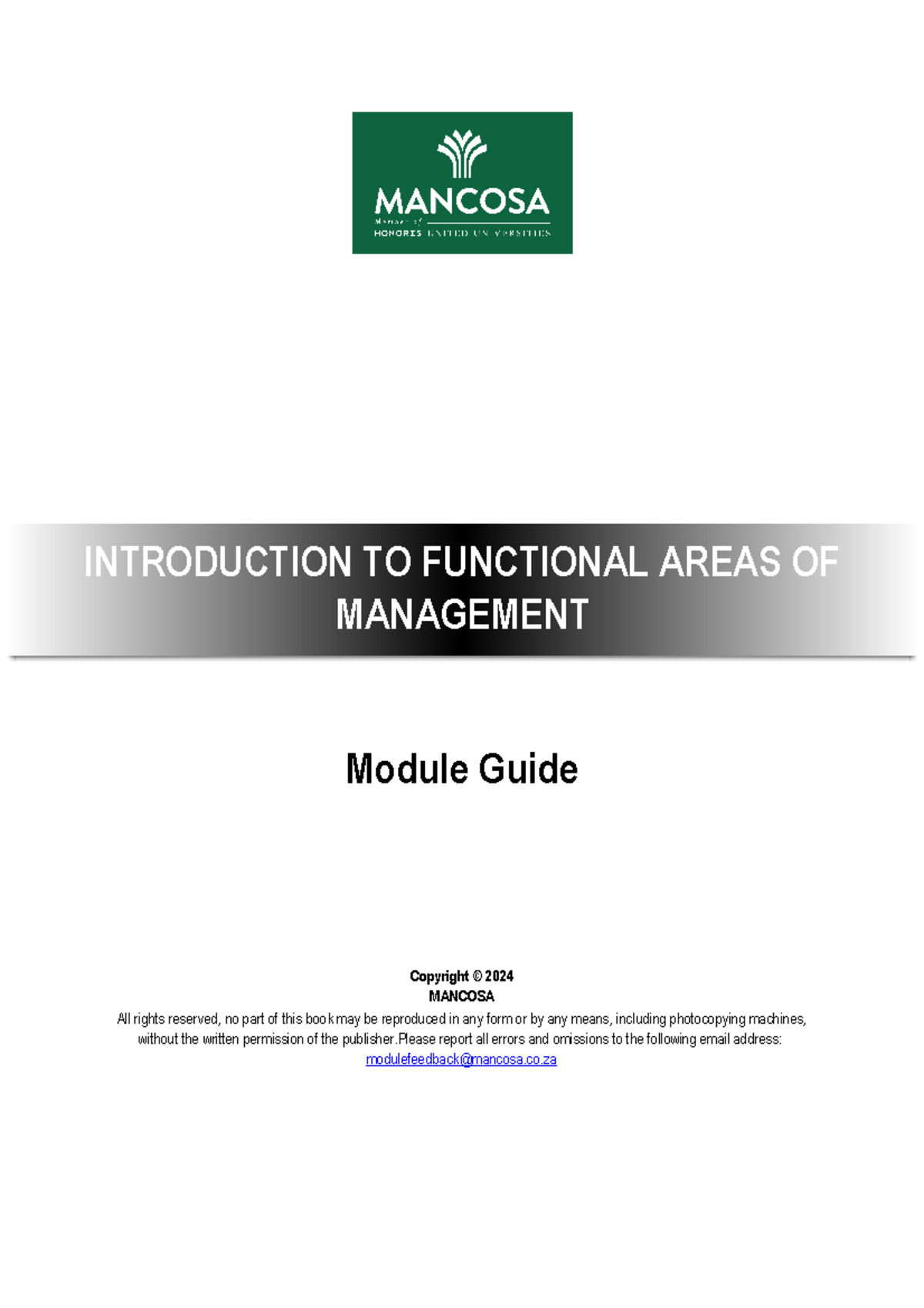I Functional AManagement unit 2 - INTRODUCTION TO FUNCTIONAL AREAS OF ...