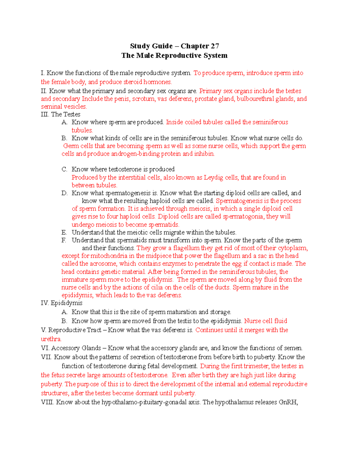 Study Guide - Chapter 27 - Study Guide – Chapter 27 The Male ...