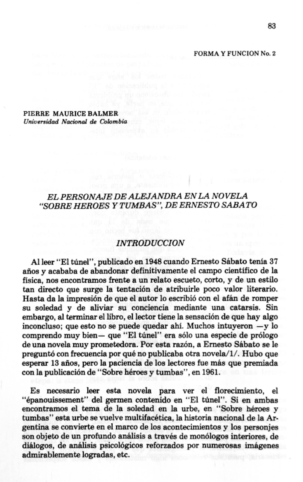 EL Personaje DE Alejandra EN LA Novela - 83 FORMA Y FUNCION No. PIERRE ...
