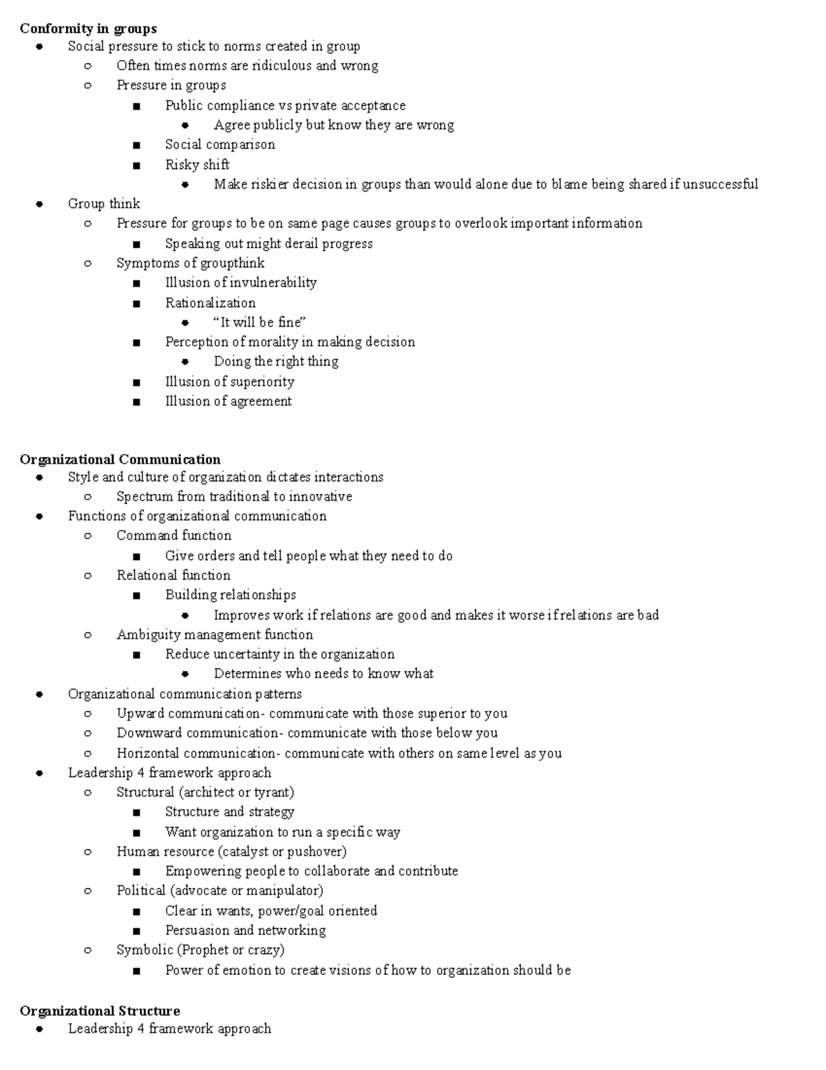 Comm 1000 Final 5 Study Guide - Conformity in groups Social pressure to ...