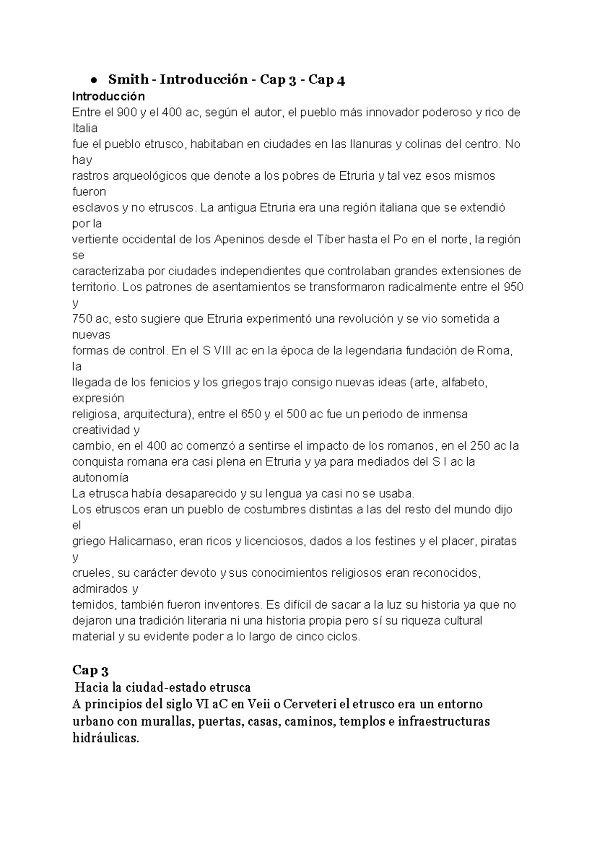 Smith - Introducción - Cap 3 - Cap 4 - No hay rastros arqueológicos que denote a los pobres de ...