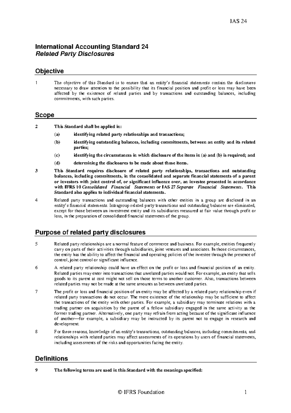 IAS 24 Accounting standards - International Accounting Standard 24 ...