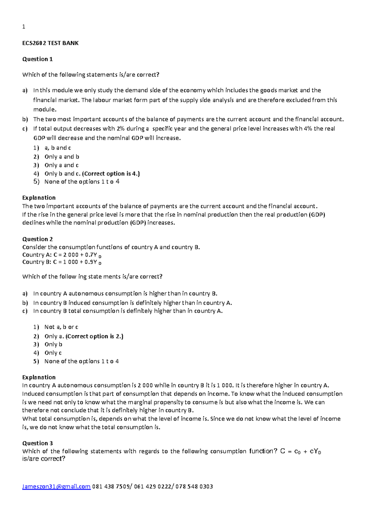ECS2602 Tests BANK - Empowerment for Sustainability (ECS 53506 ...