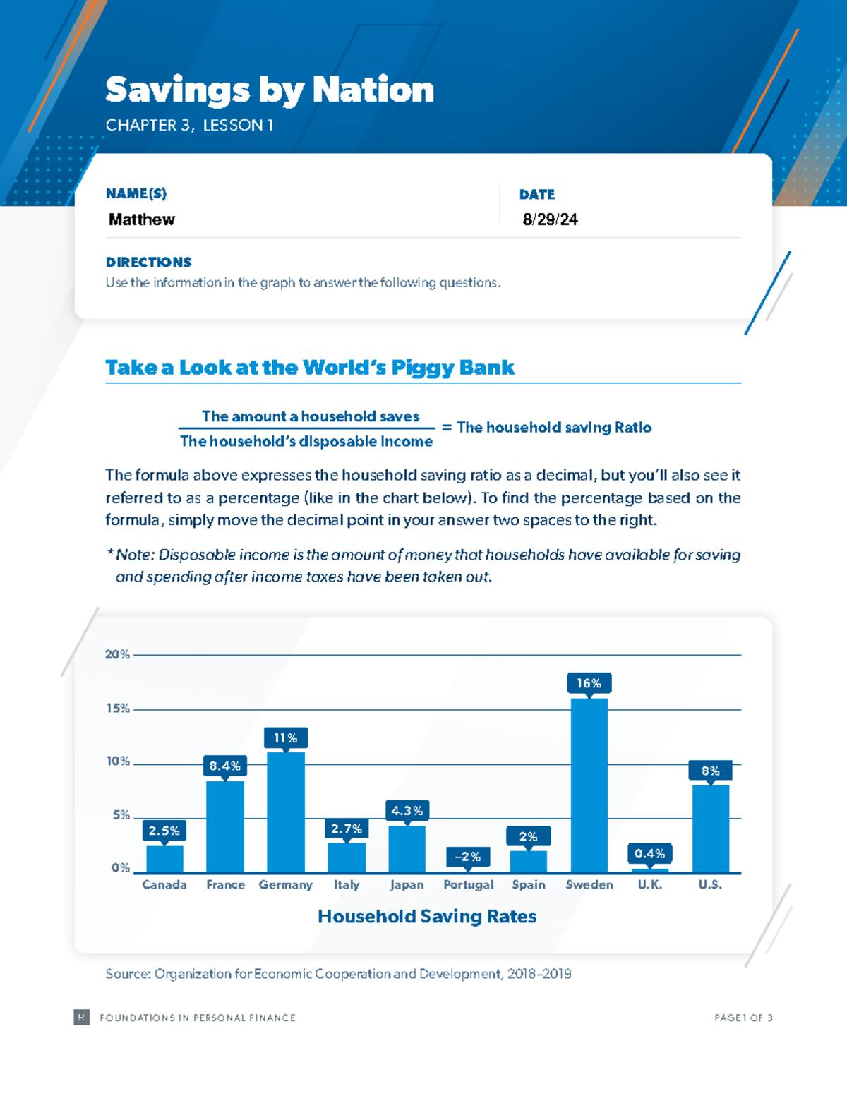 Classwork 82924 - F U N DAT I NS IN P E R S N A L FI NANCE Savings by ...