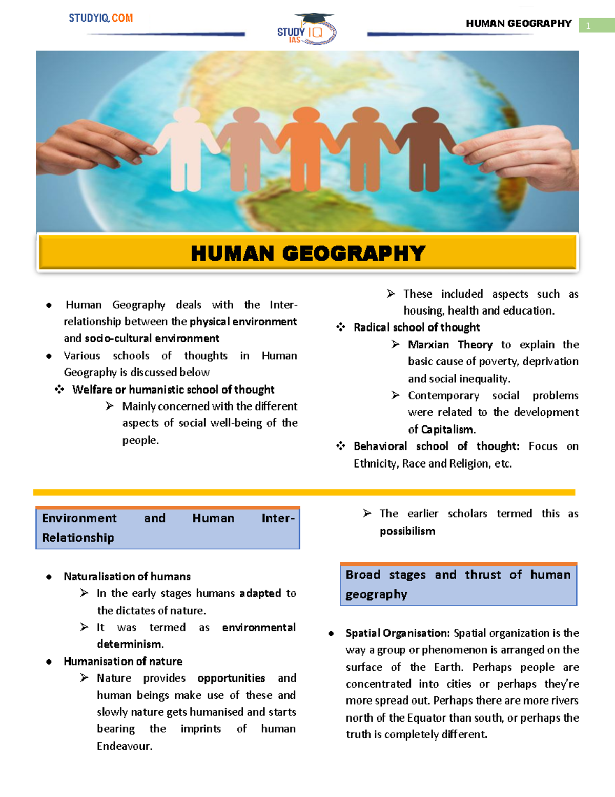 L8-Human-Geography - Human Geography deals with the Inter- relationship ...