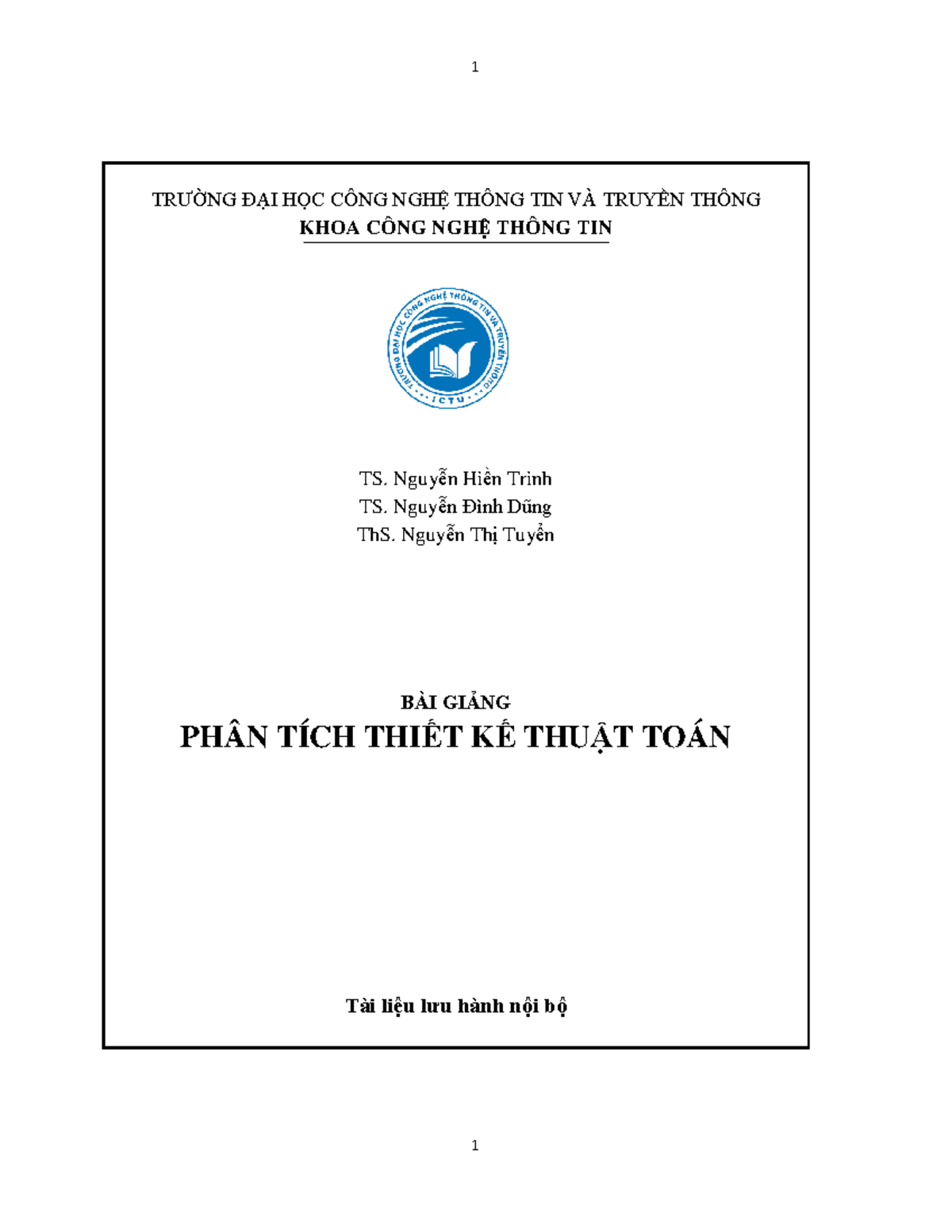 KHMT Bài giảng Bài 3 K21 Pttktt v2up - R N C C N N N N R N N KHOA CÔNG NGHỆ THÔNG TIN TS. Nguyễn ...