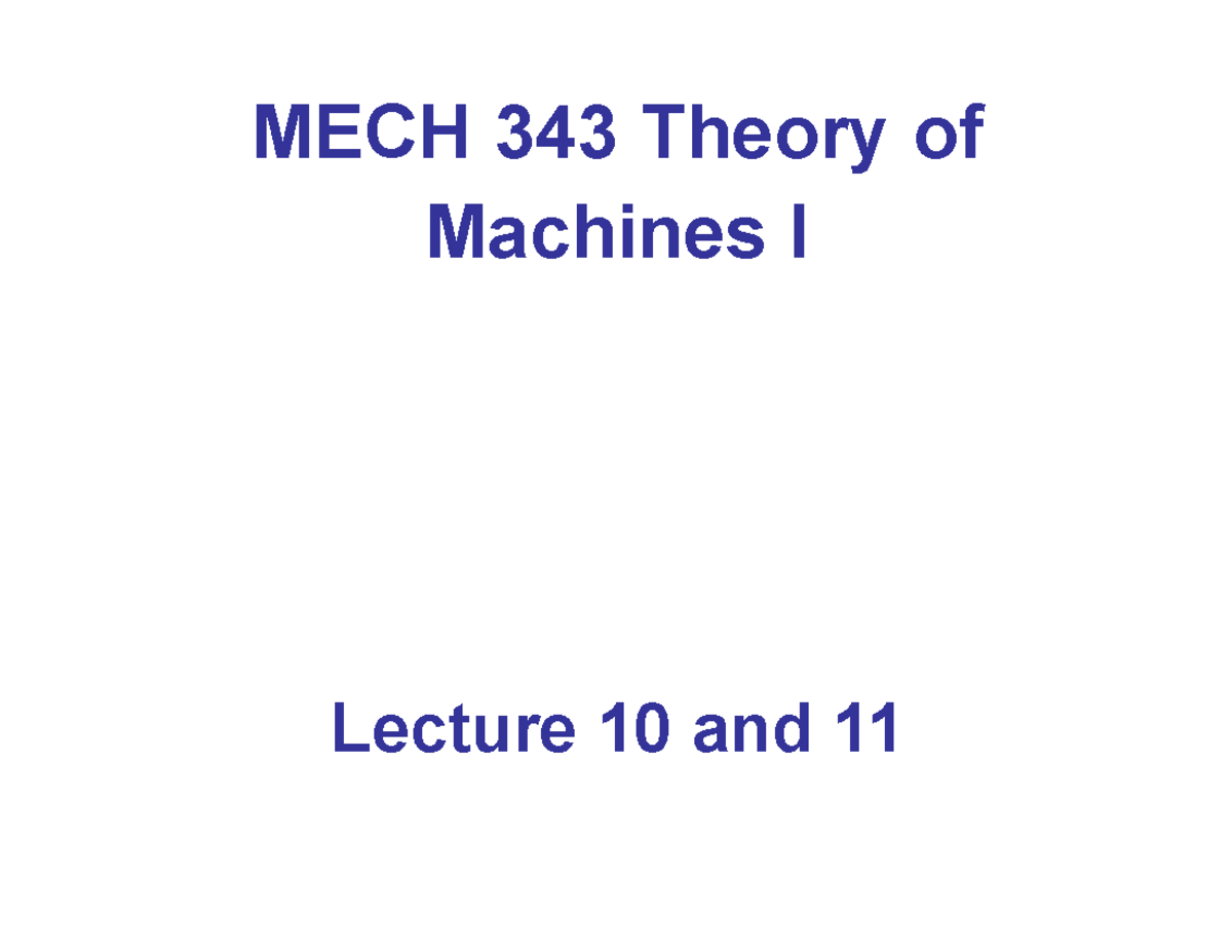 Lecture 4 - MECH 343 (Section T) - Winter 2022 - MECH 343 Theory of ...