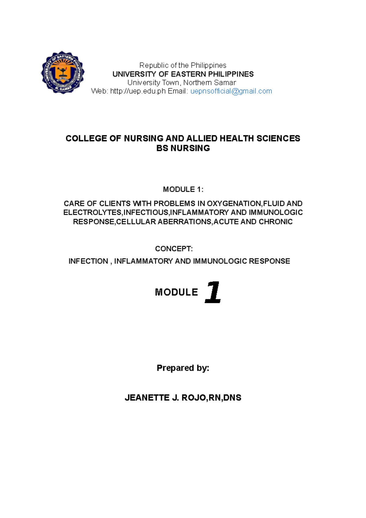 Module 1 NCM 112 Inflam - Republic of the Philippines UNIVERSITY OF ...