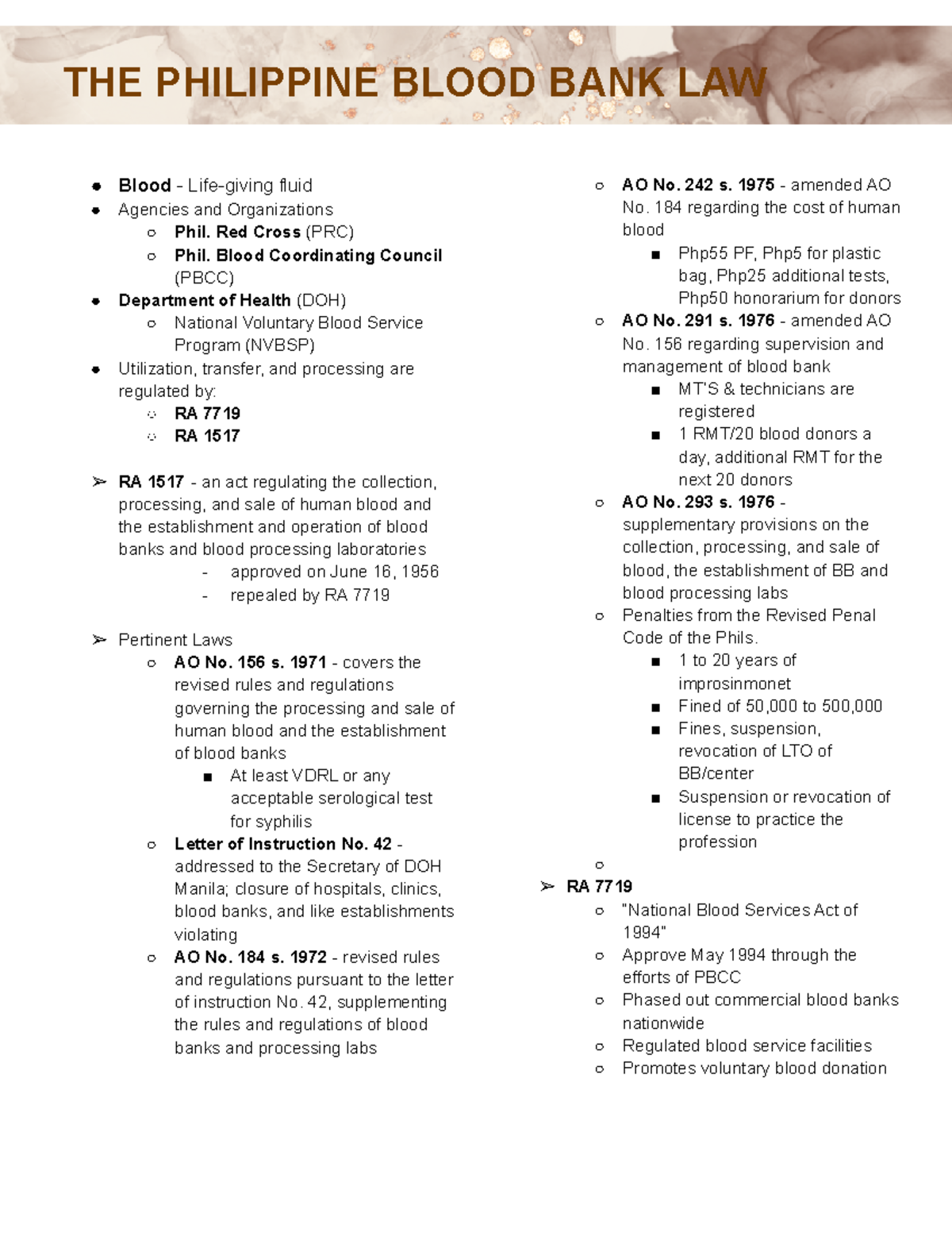04 PH Blood BANK - THE PHILIPPINE BLOOD BANK LAW Blood - Life-giving ...
