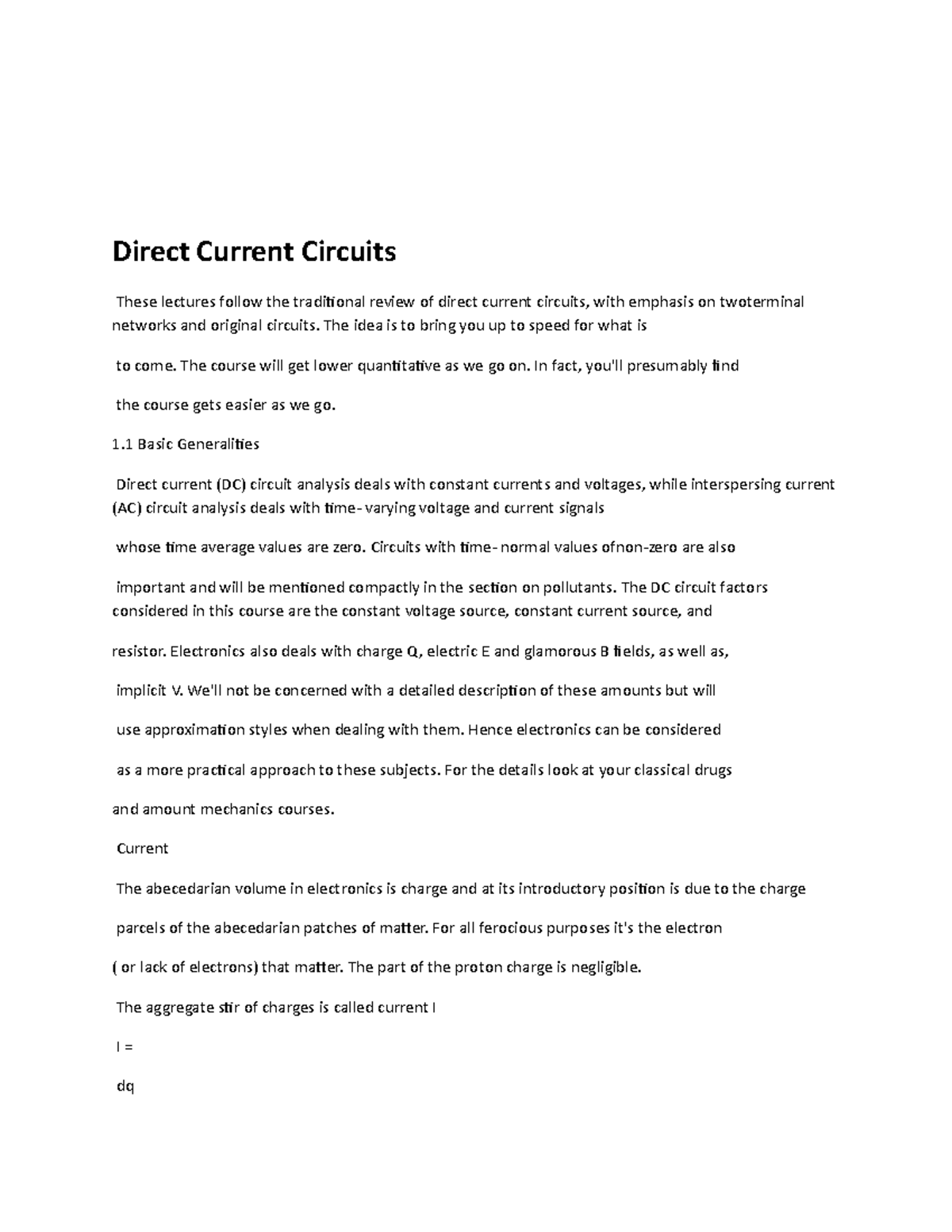 Direct Current Circuits - Direct Current Circuits These lectures follow ...