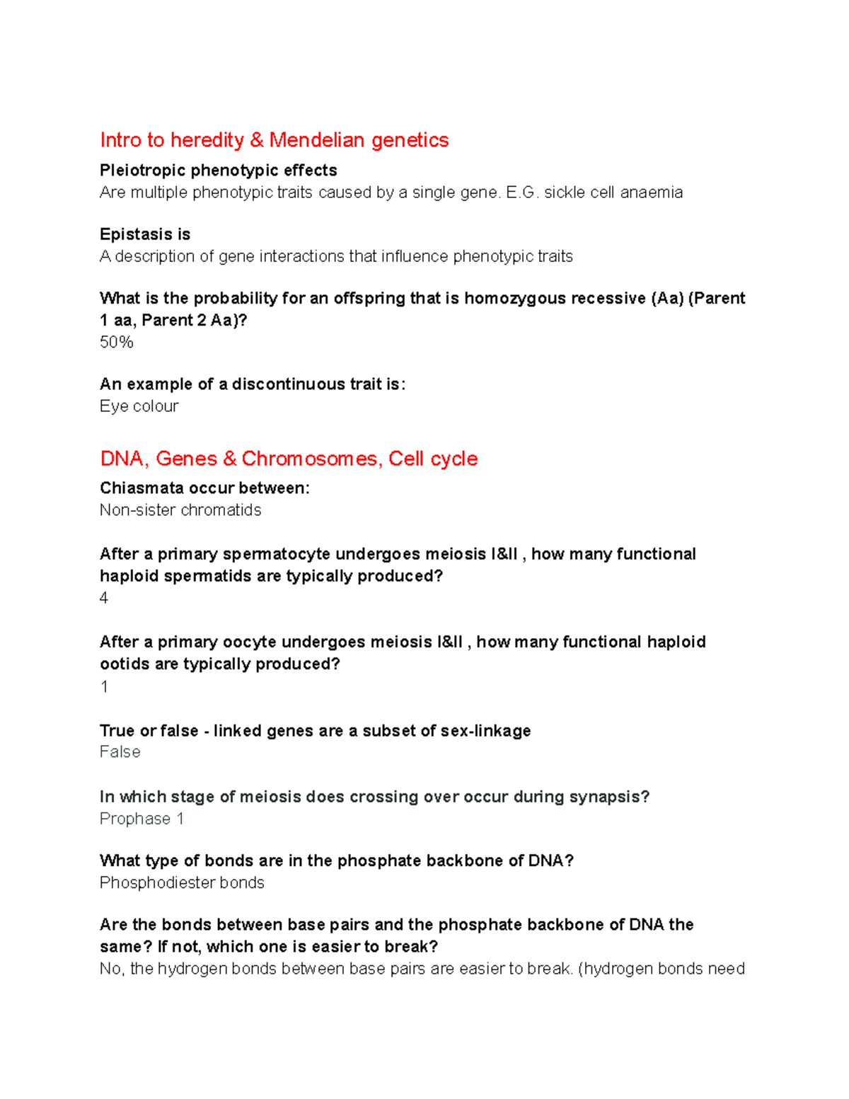 Hgapm Qs - Revision questions - Intro to heredity & Mendelian genetics ...
