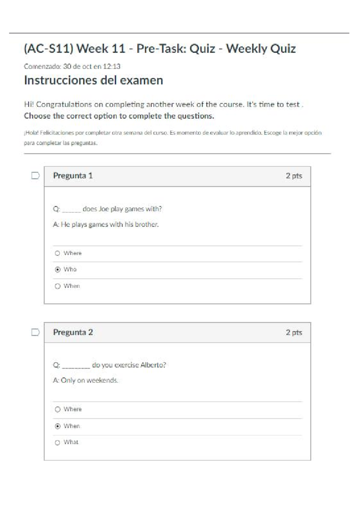 AC-S11 Pre task - Quiz - Ac-11 pre task quiz - Ingles - UTP - Studocu