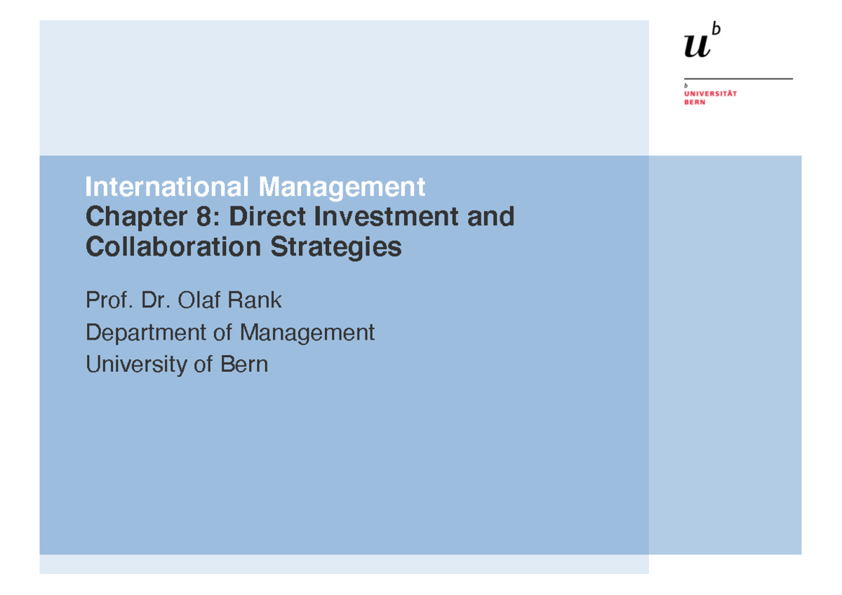 8. Direct Investment and Collaboration Strategies - Dr. Olaf Rank ...