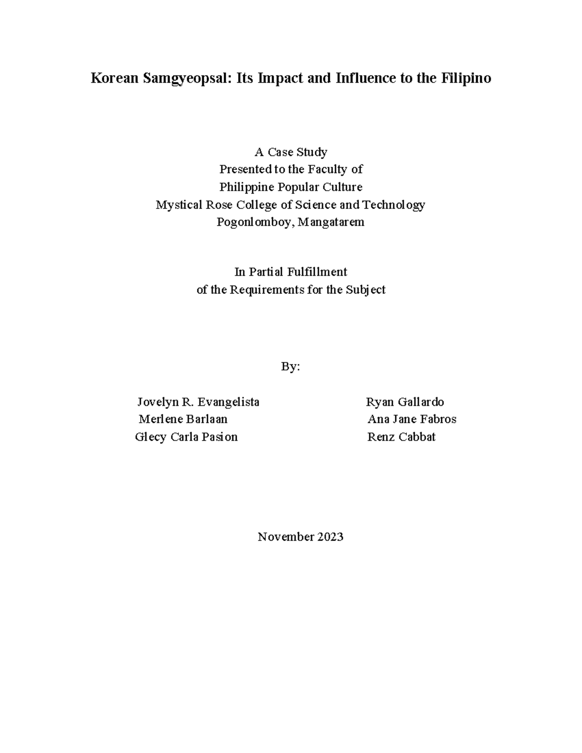 Case-Study- Samgy - CASE STUDY - Korean Samgyeopsal: Its Impact and ...