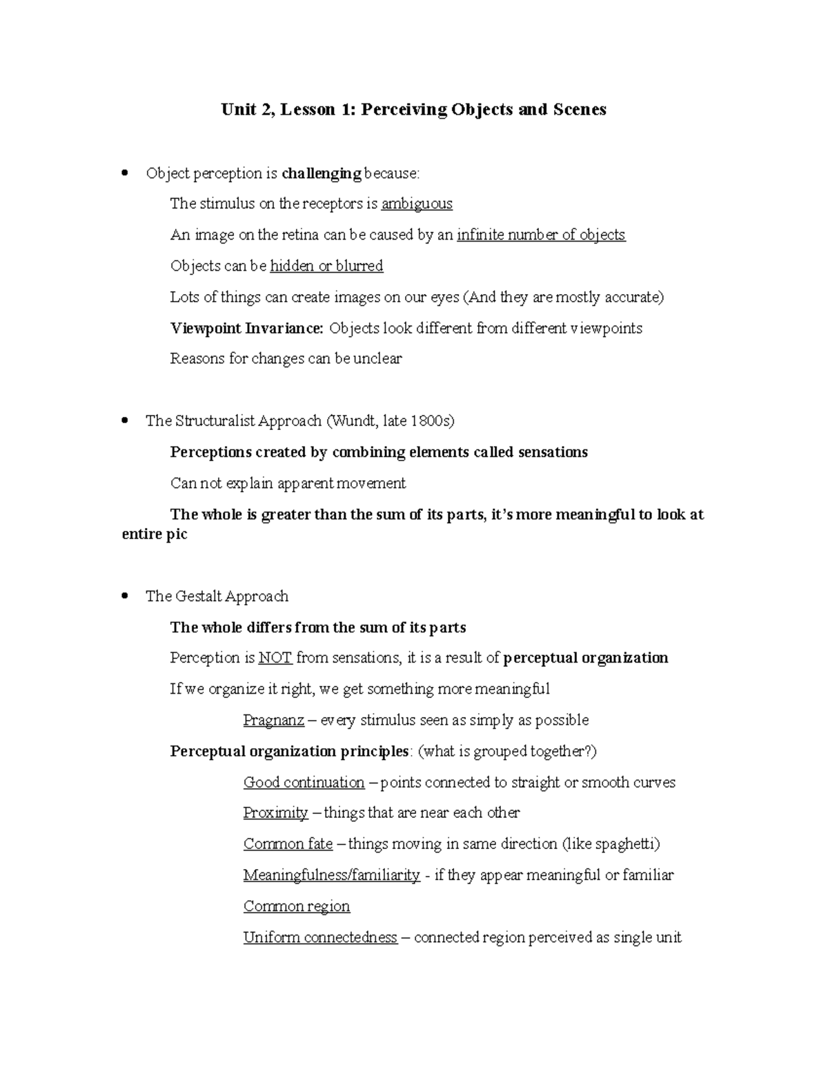 Perceiving Objects and Scenes - Studocu