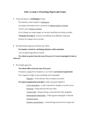 Sensation and Perception Modules 1-2 Lecture Notes - Module 1 Why study ...