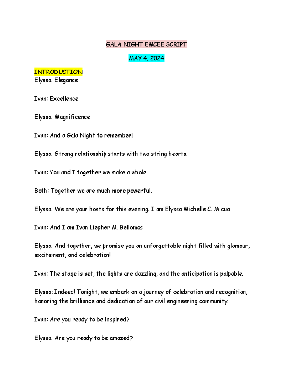 GALA Night Emcee Script - GALA NIGHT EMCEE SCRIPT MAY 4, 2024 ...