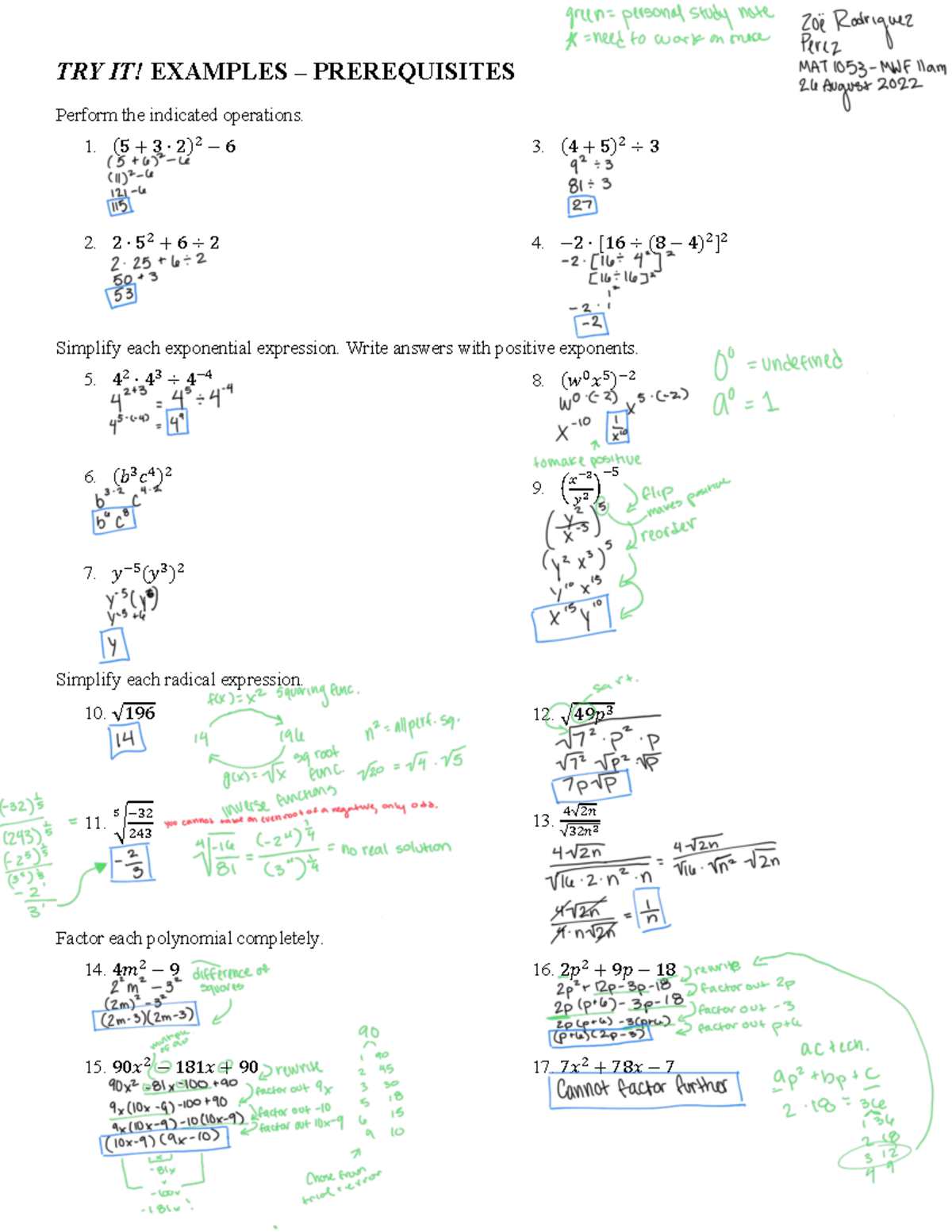 Module 01 Try It MAT 1053 Prerequisites - TRY IT! EXAMPLES ...